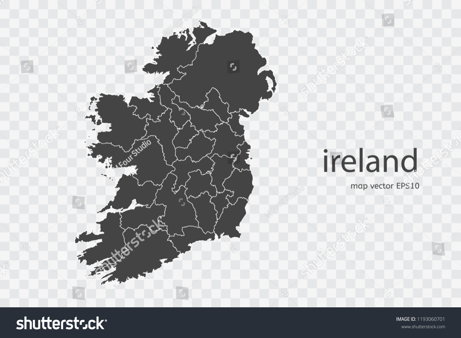 Ireland Map Vector Isolated On Transparent Stock Vector (Royalty Free ...