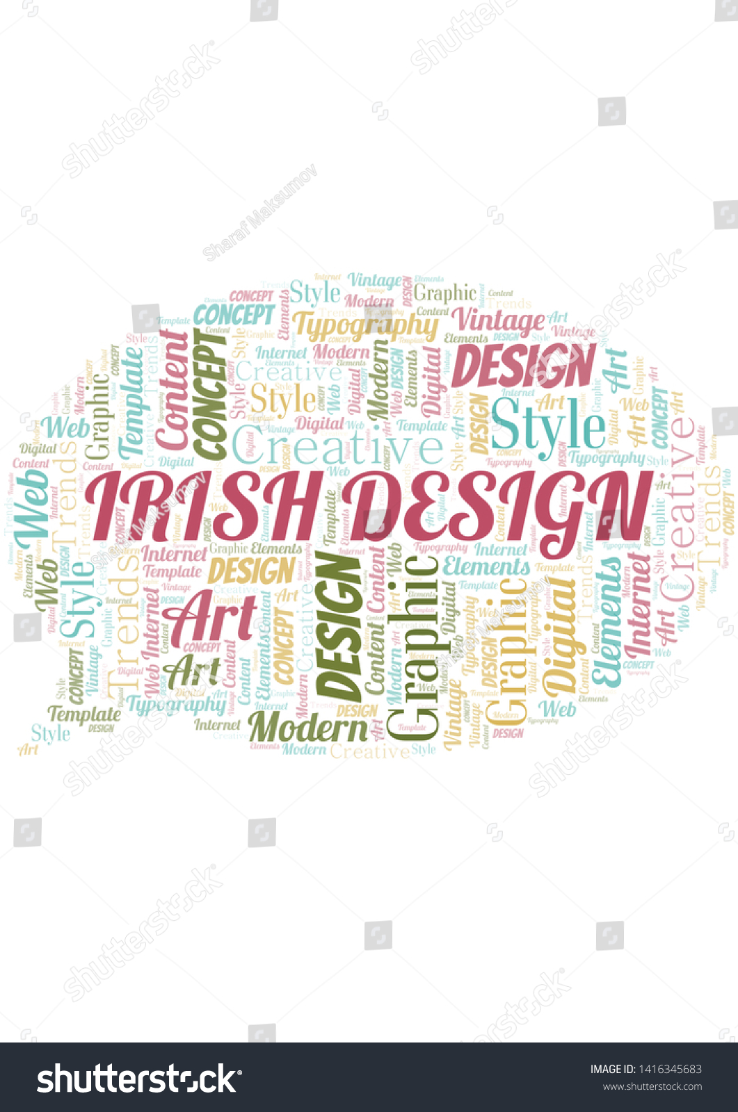 Irish Design Word Cloud Wordcloud Made Stock Vector (Royalty Free ...