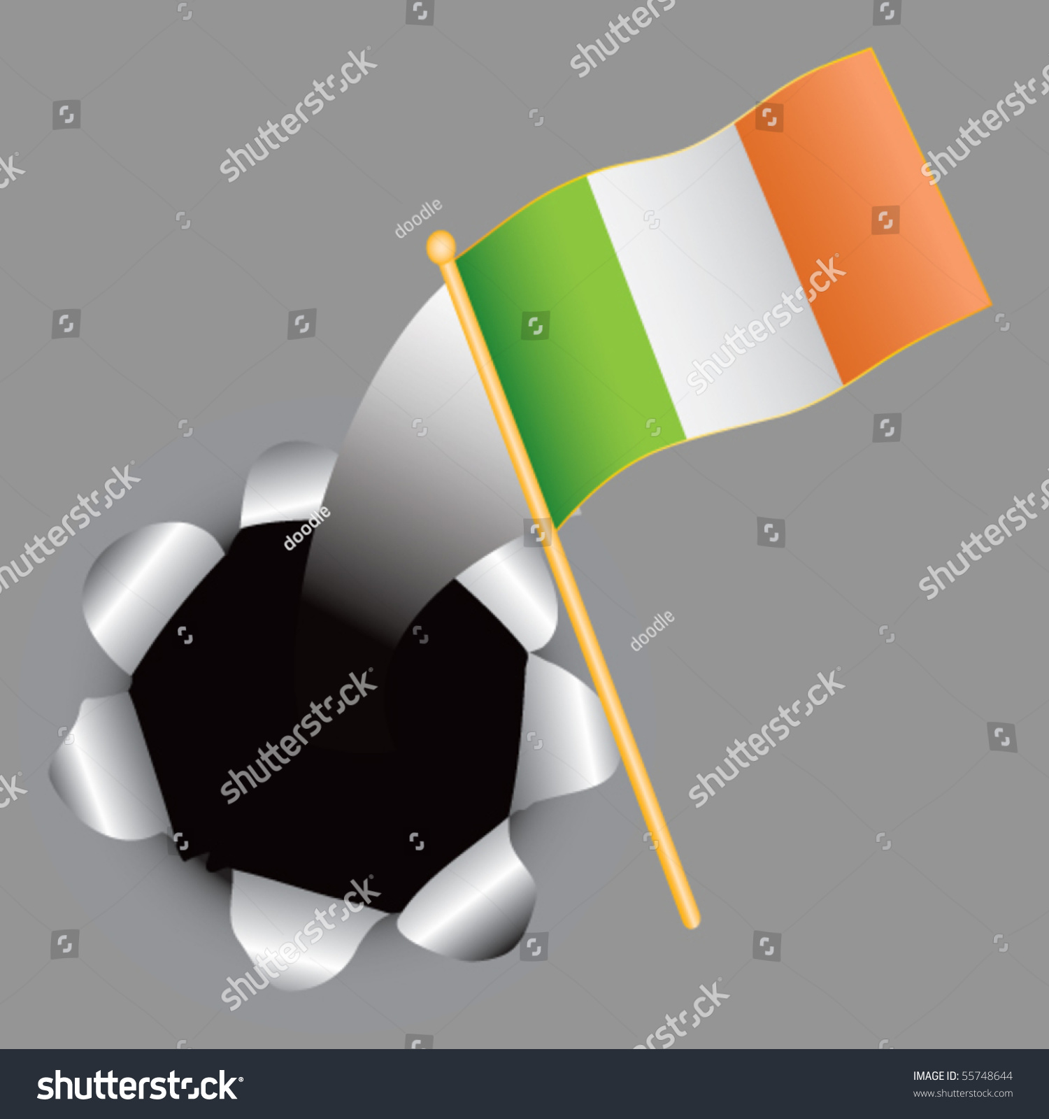 Irish Flag Ripped Round Hole Stock Vector (Royalty Free) 55748644 ...