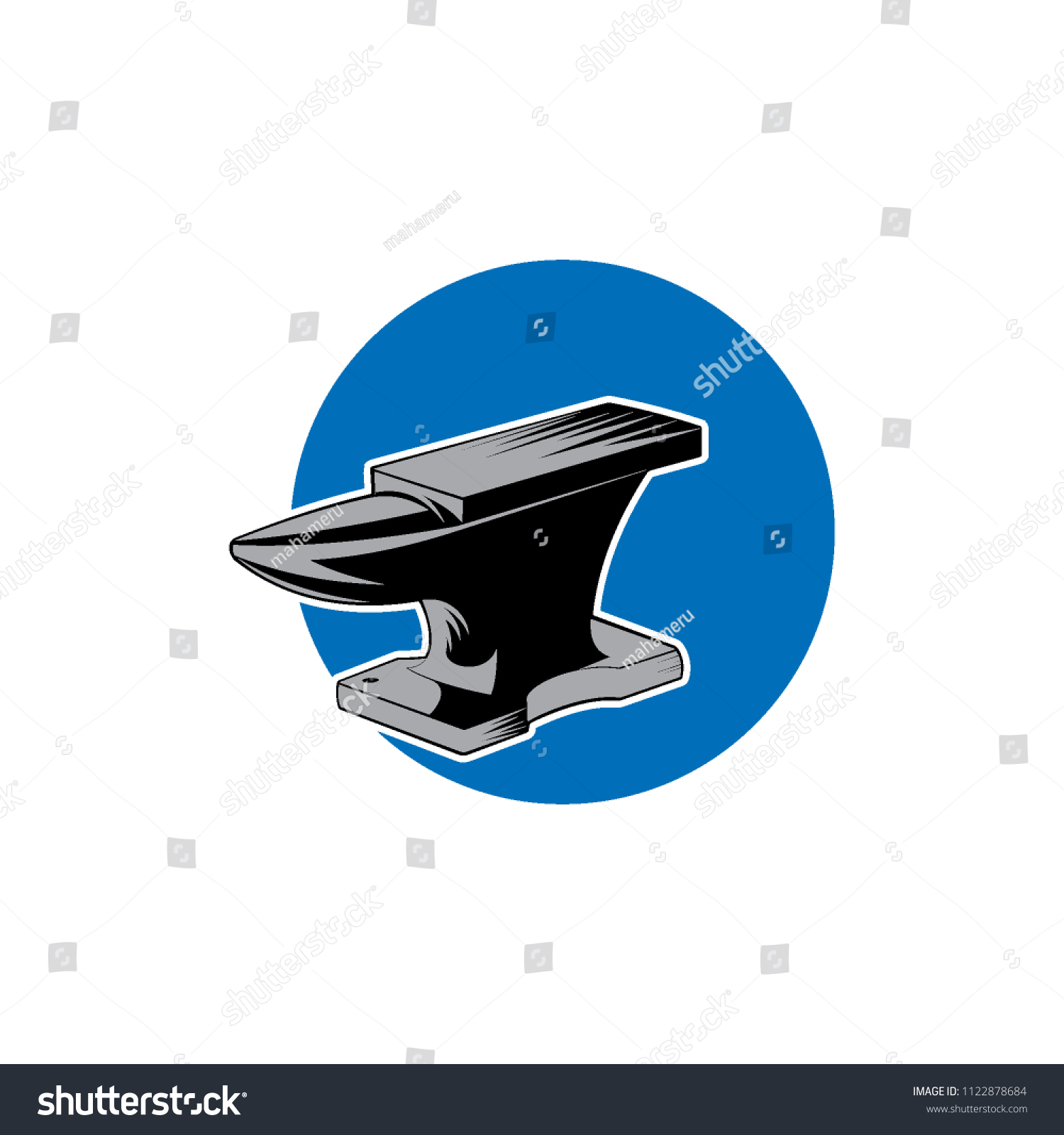Iron Anvil Logo Template Stock Vector (Royalty Free) 1122878684