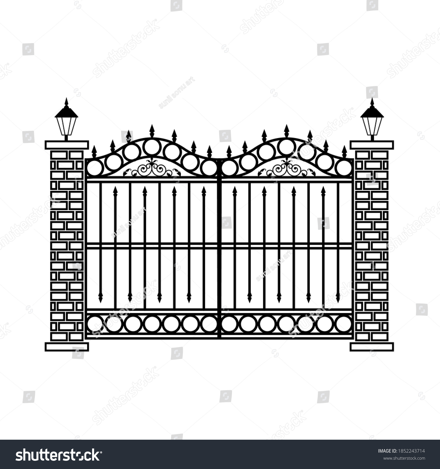 Iron Gate Vector Silhouette Graphics Design Stock Vector (Royalty Free ...
