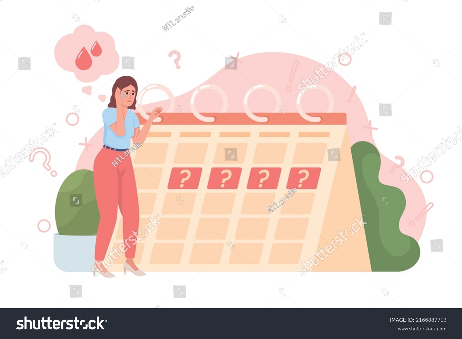 Irregular Periods 2d Vector Isolated Illustration Stock Vector Royalty