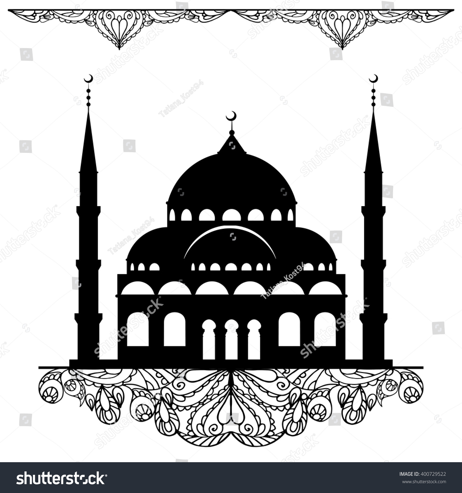 Islamicarabic Mosqueseamless Pattern Bordersarabesque Decor Vector ...