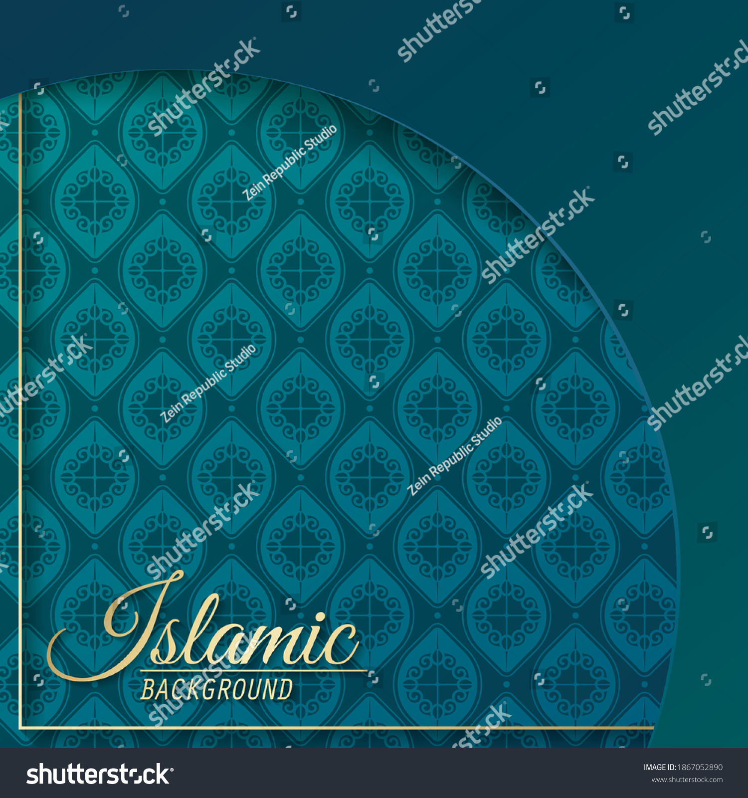 Islamic Design Greeting Card Background Template: เวกเตอร์สต็อก (ปลอด ...
