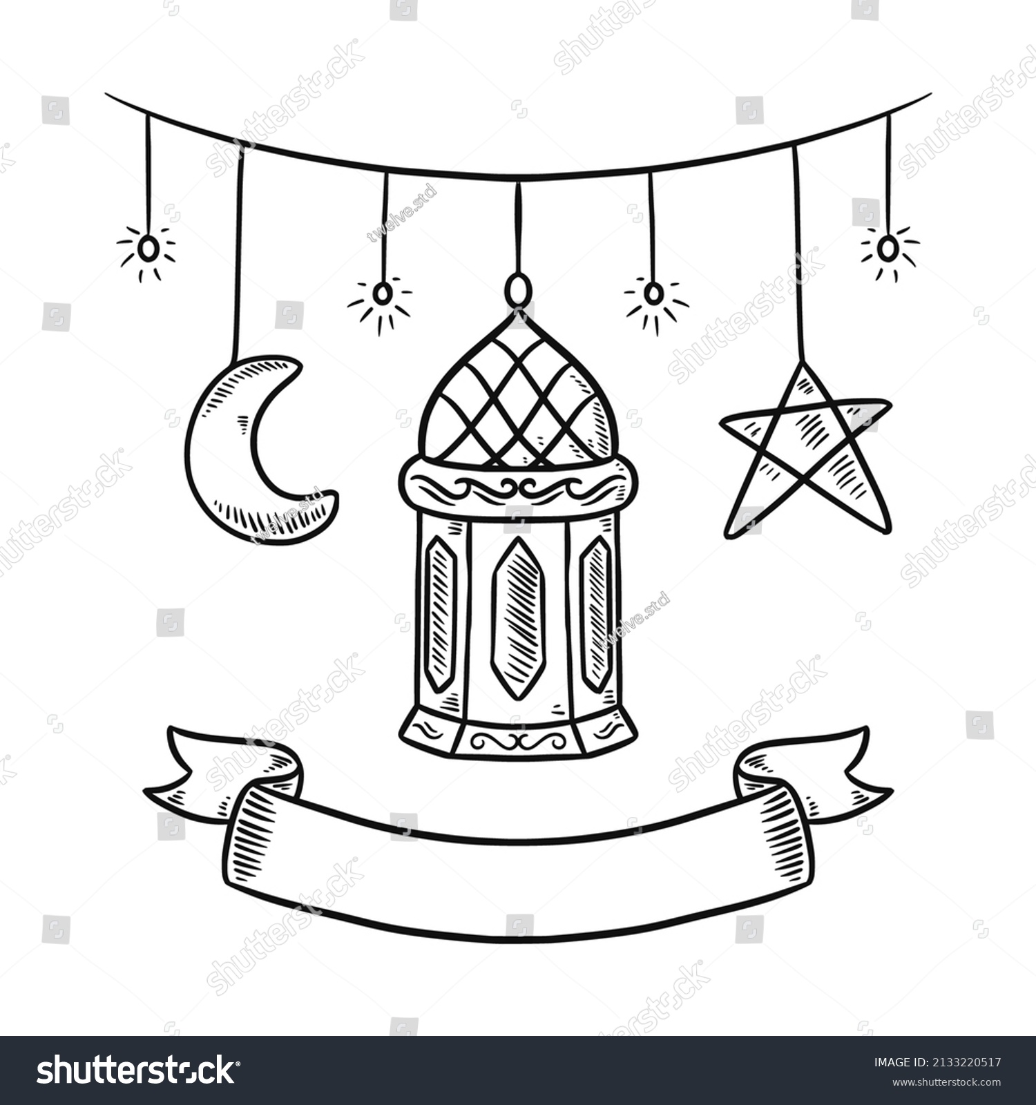 Islamic Doodle Set Vector Hand Drawn Stock Vector (Royalty Free ...