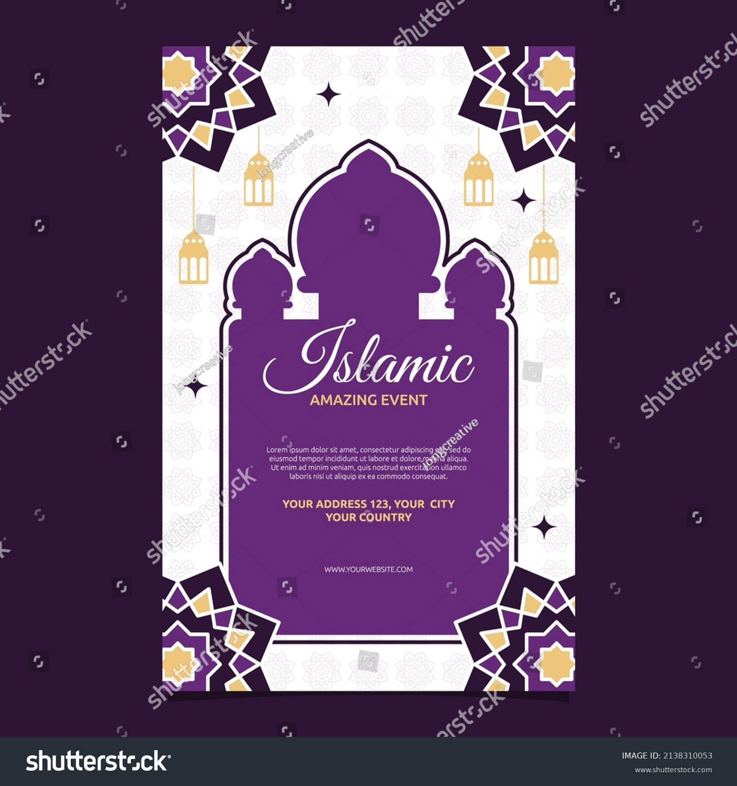 Islamic Event Invitation Card Frame Background Stock Vector (Royalty ...