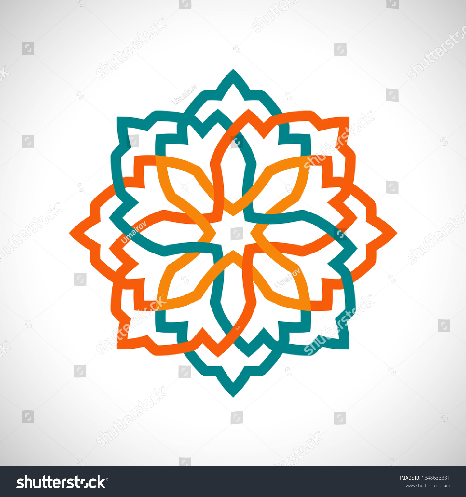 Islamic Geometry Patterns Orange Green Tosca Stock Vector (Royalty Free ...