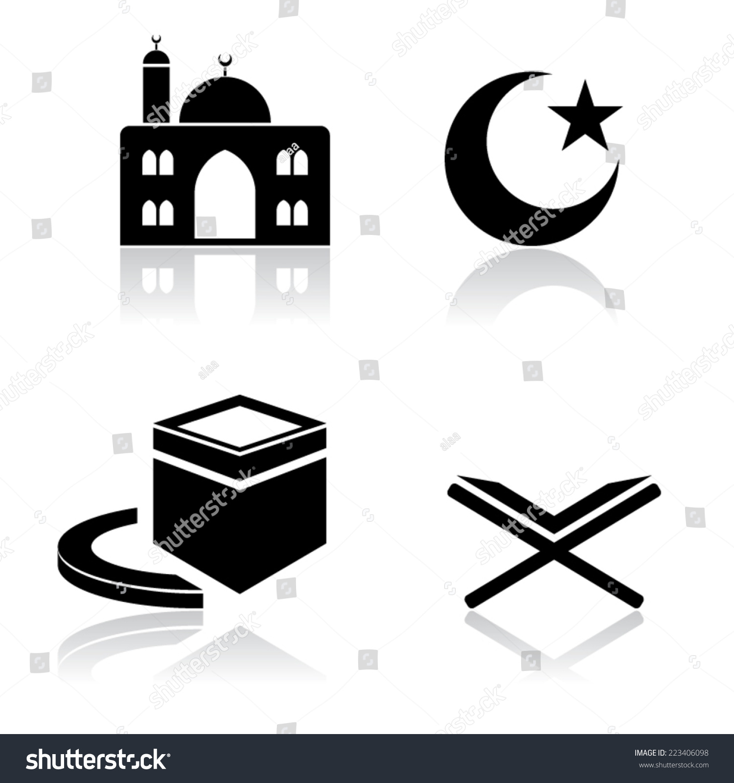 Islamic Icons Stock Vector Illustration 223406098 : Shutterstock