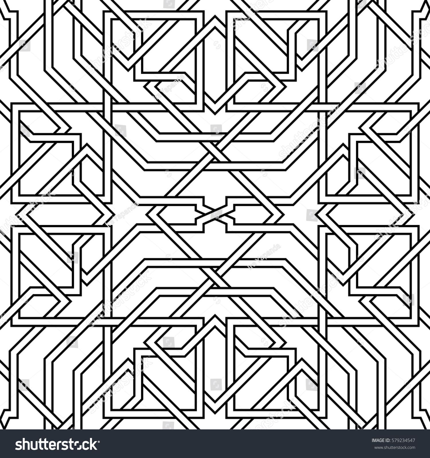 Vektor Stok Islamic Line Pattern Interlaced Seamless Vector (Tanpa ...