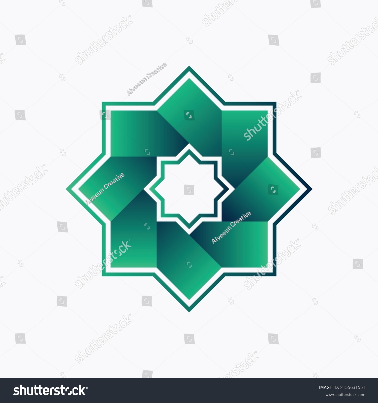 Islamic Logo Octagon Green Gradient Effect Stock Vector (Royalty Free ...