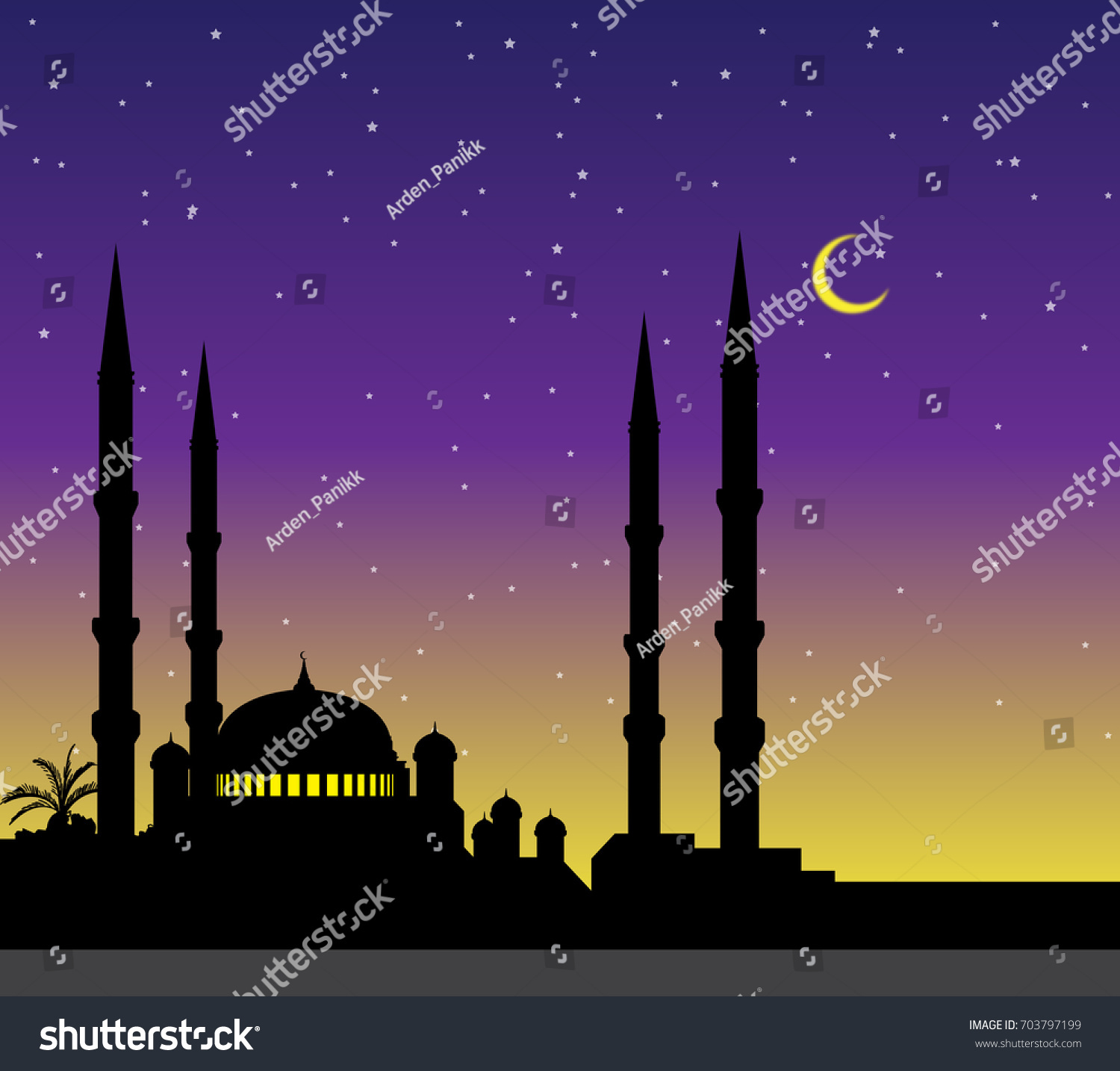 Islamic Mosque Night Vector Background: เวกเตอร์สต็อก (ปลอดค่าลิขสิทธิ์ ...