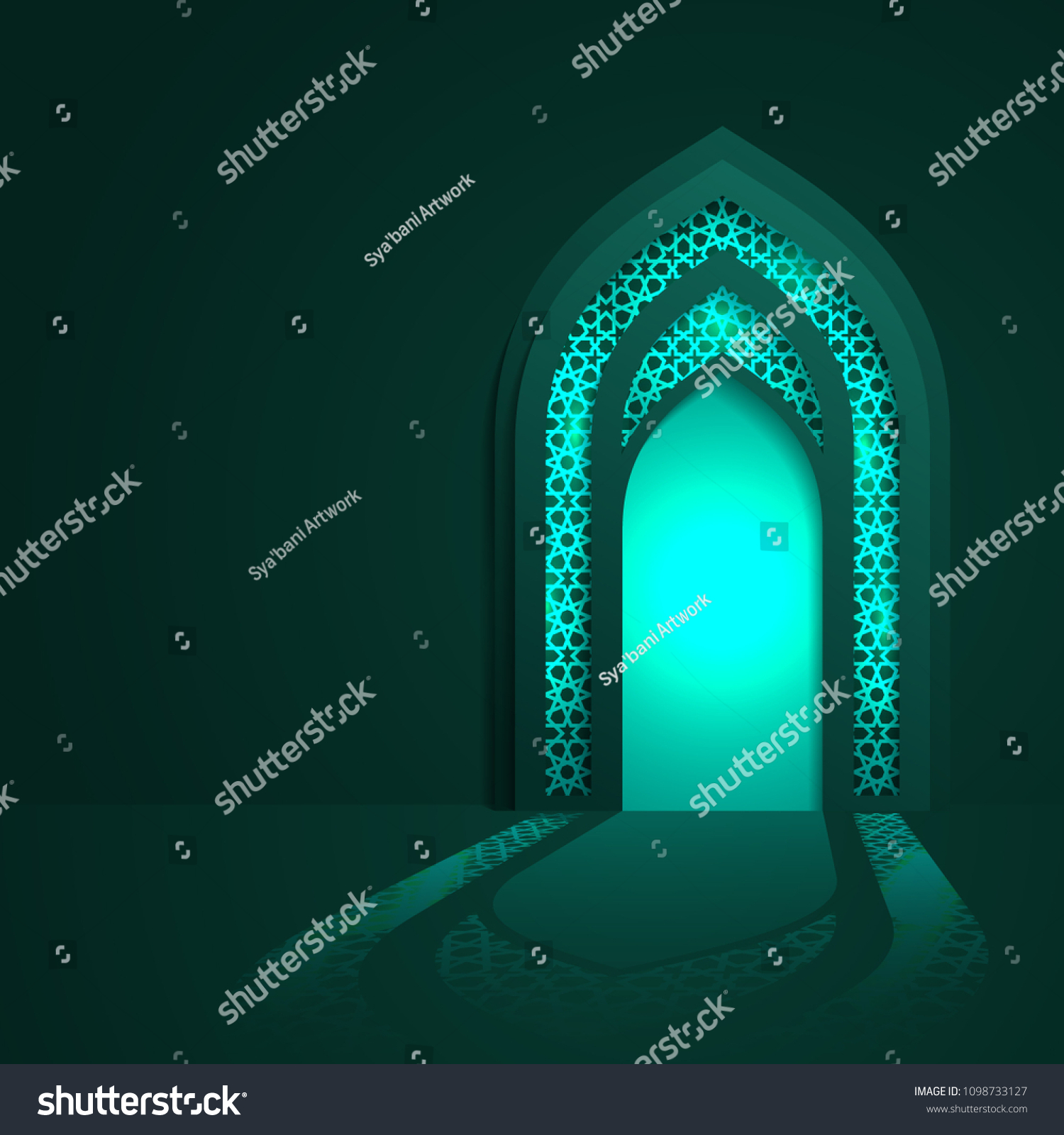 Islamic Mosque Door Glow Background Arabic: Vector có sẵn (miễn phí bản ...