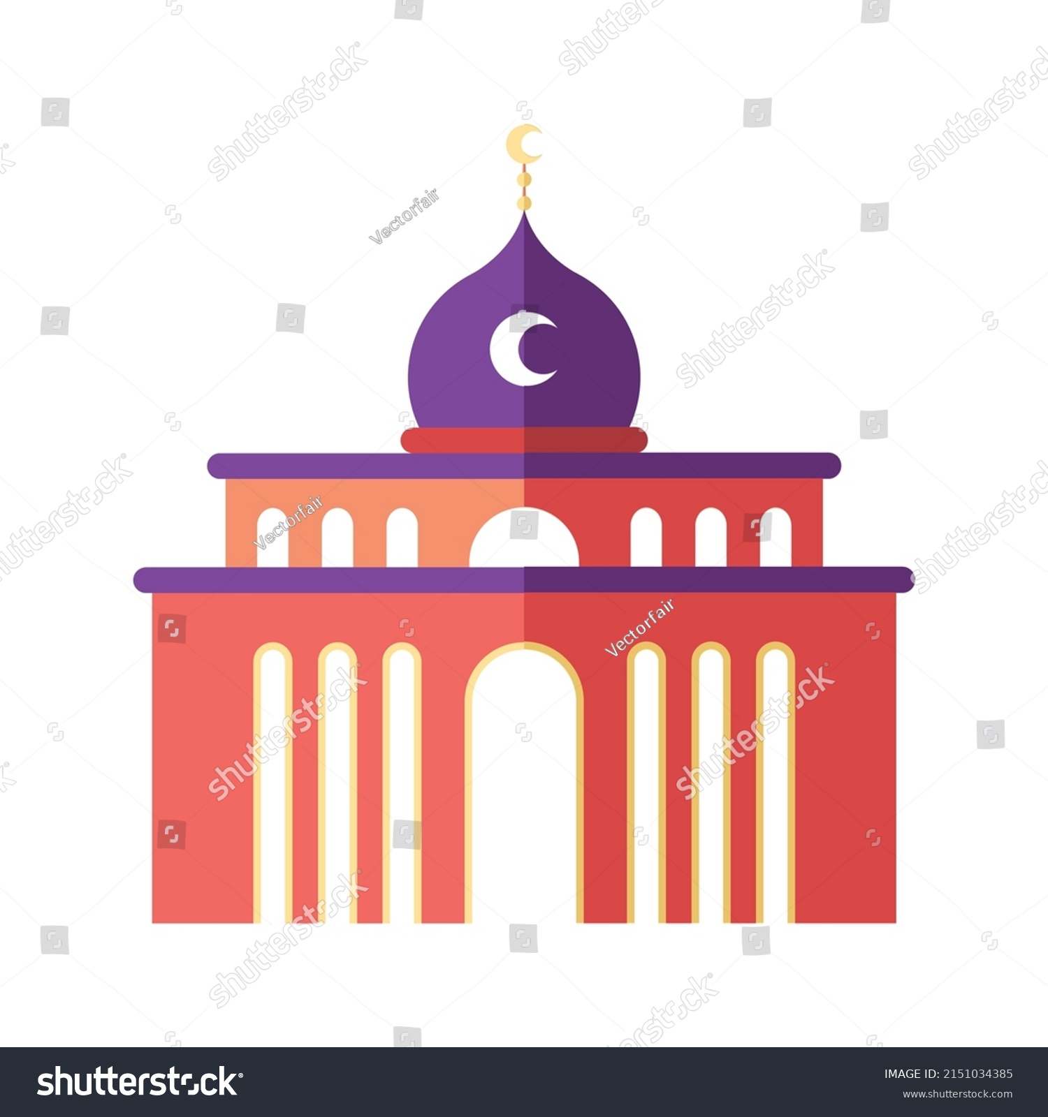 Islamic Mosque Facade Building Icon Stock Vector (Royalty Free ...