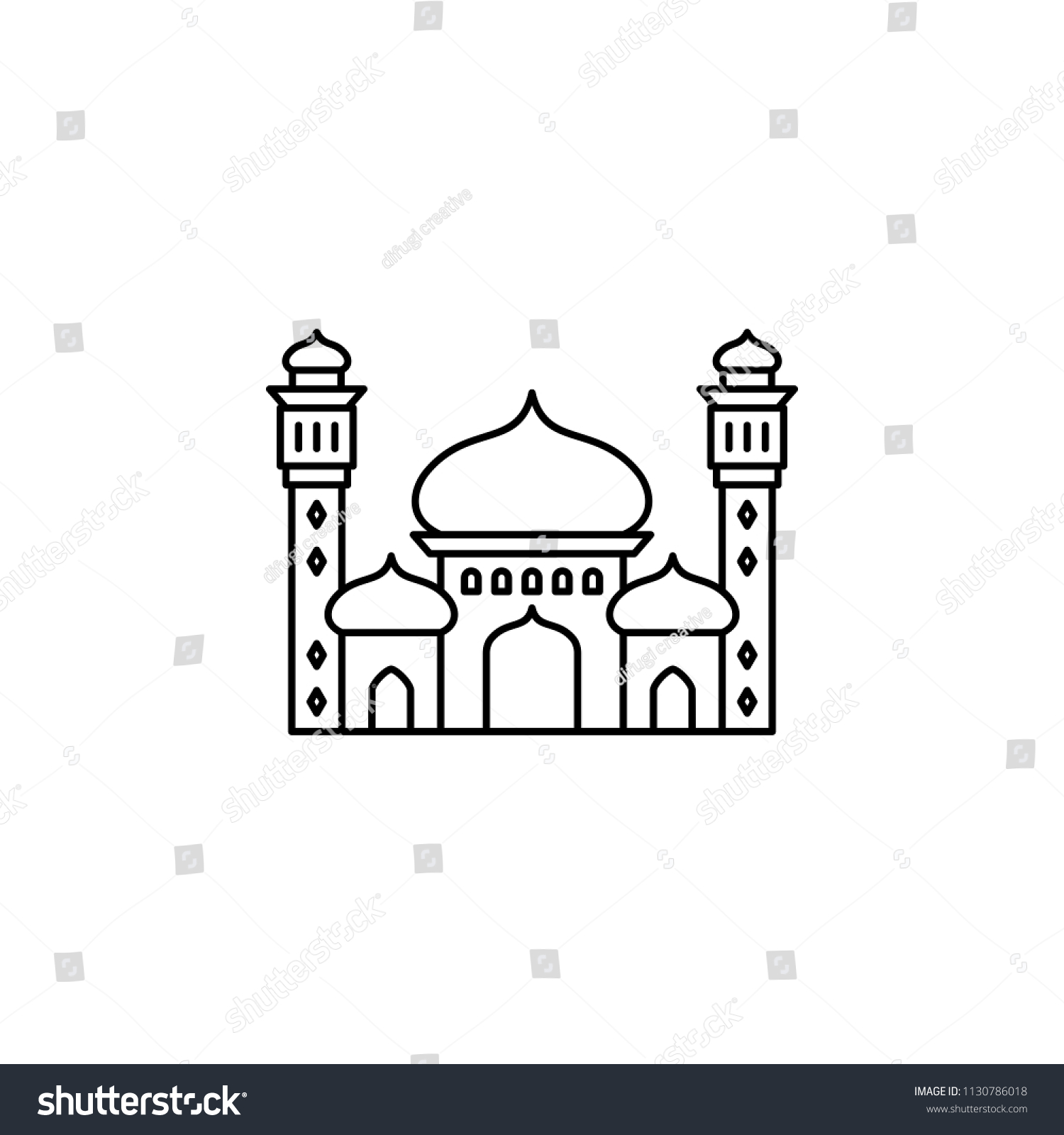 Vektor Stok Islamic Mosque Outline Icon (Tanpa Royalti) 1130786018 ...