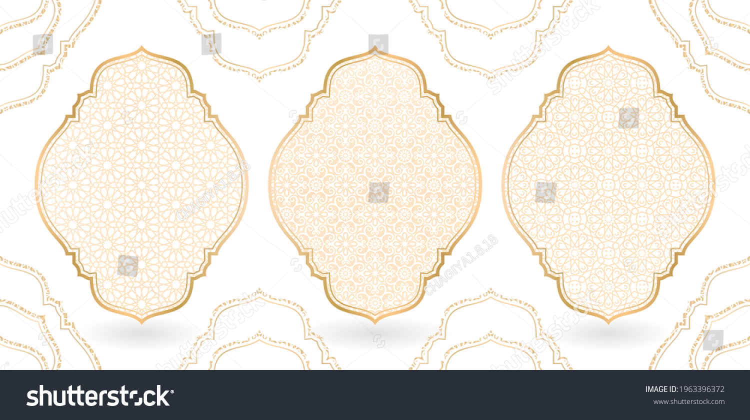 Islamic Pattern Frame Golden Line Isolated Stock Vector (Royalty Free ...