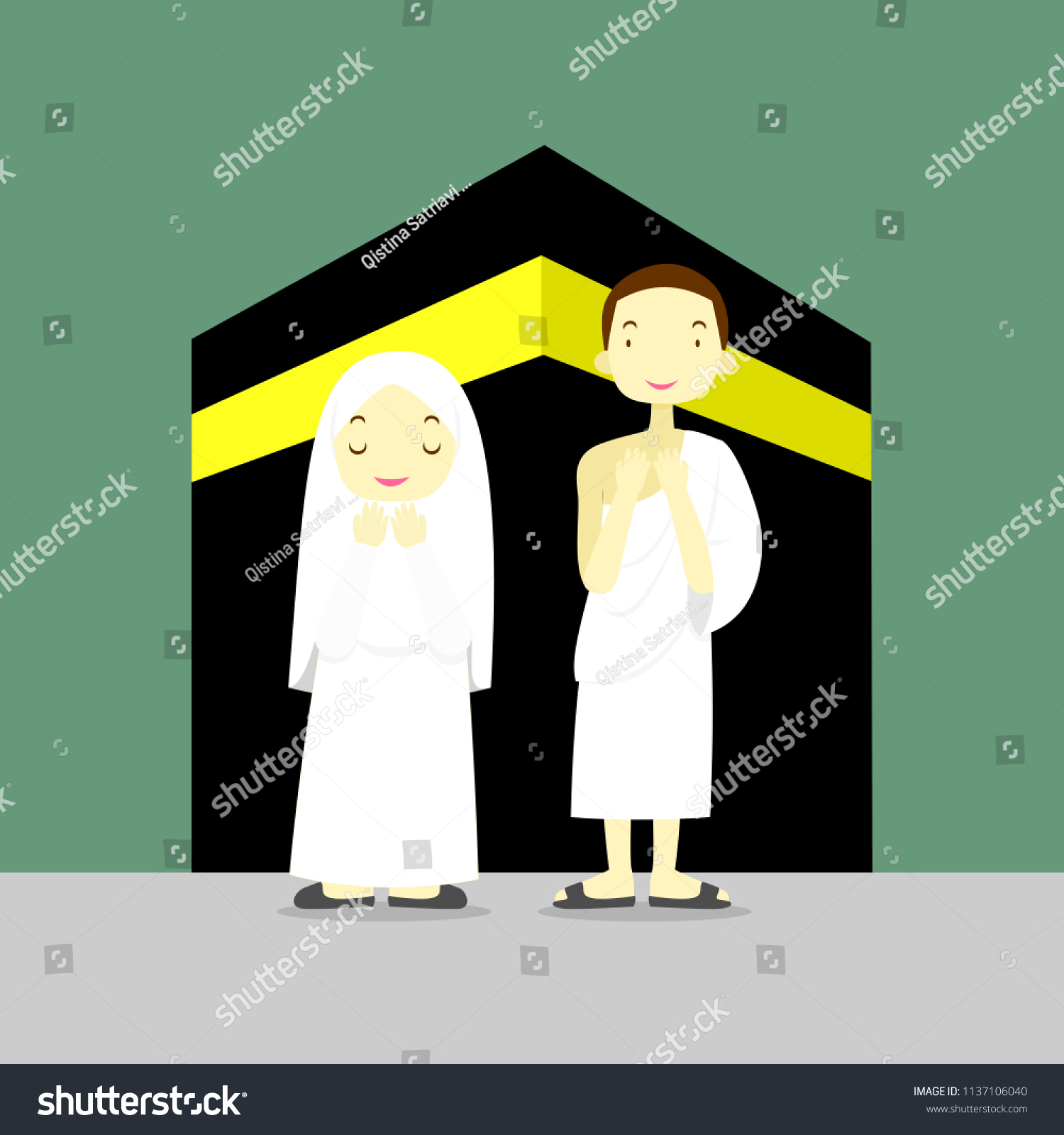 Islamic Pilgrimage Cartoon Character Vector Stock Vector (Royalty Free ...