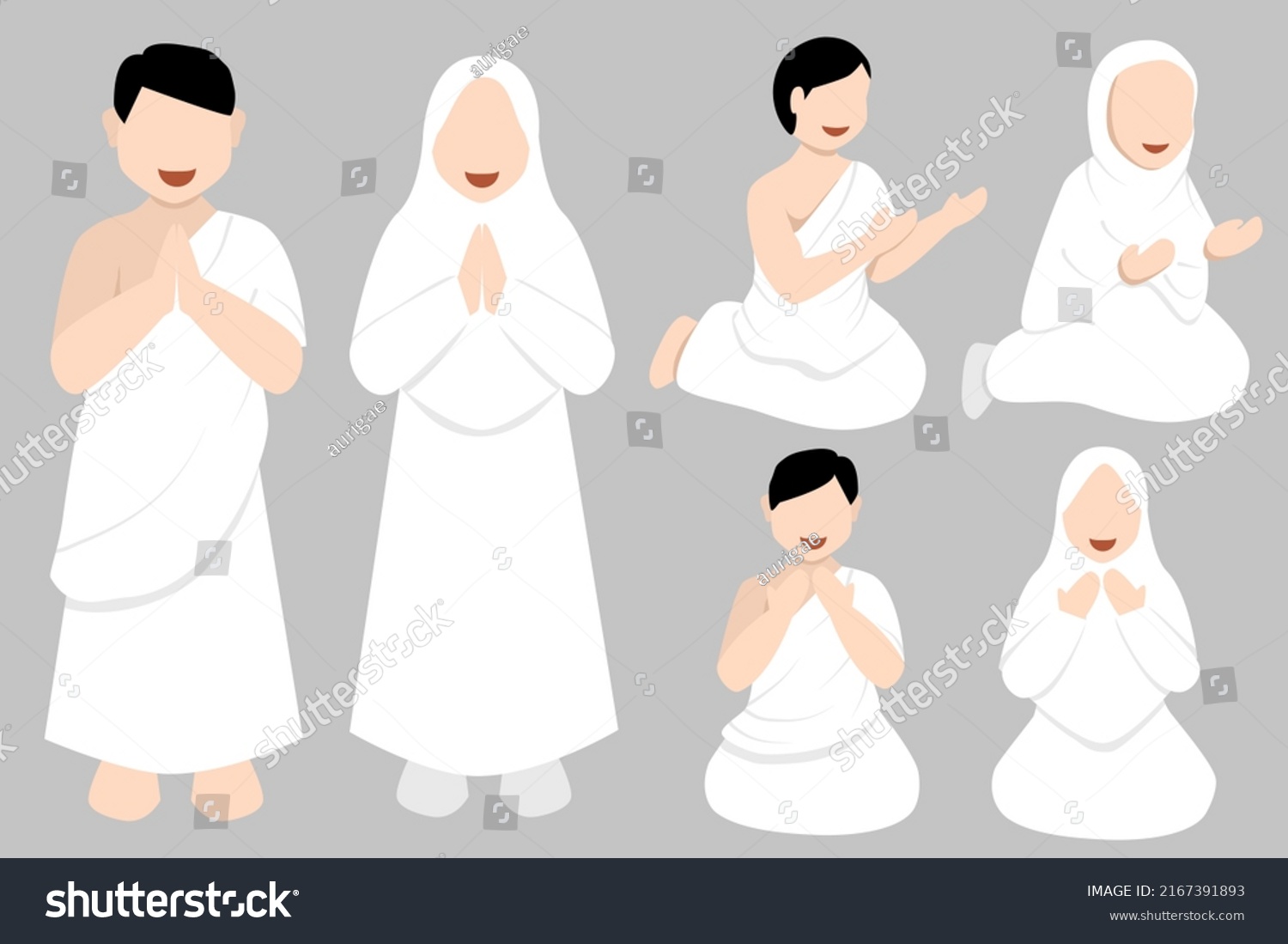 Islamic Pilgrims Character Set Different Pose Stock Vector (Royalty ...