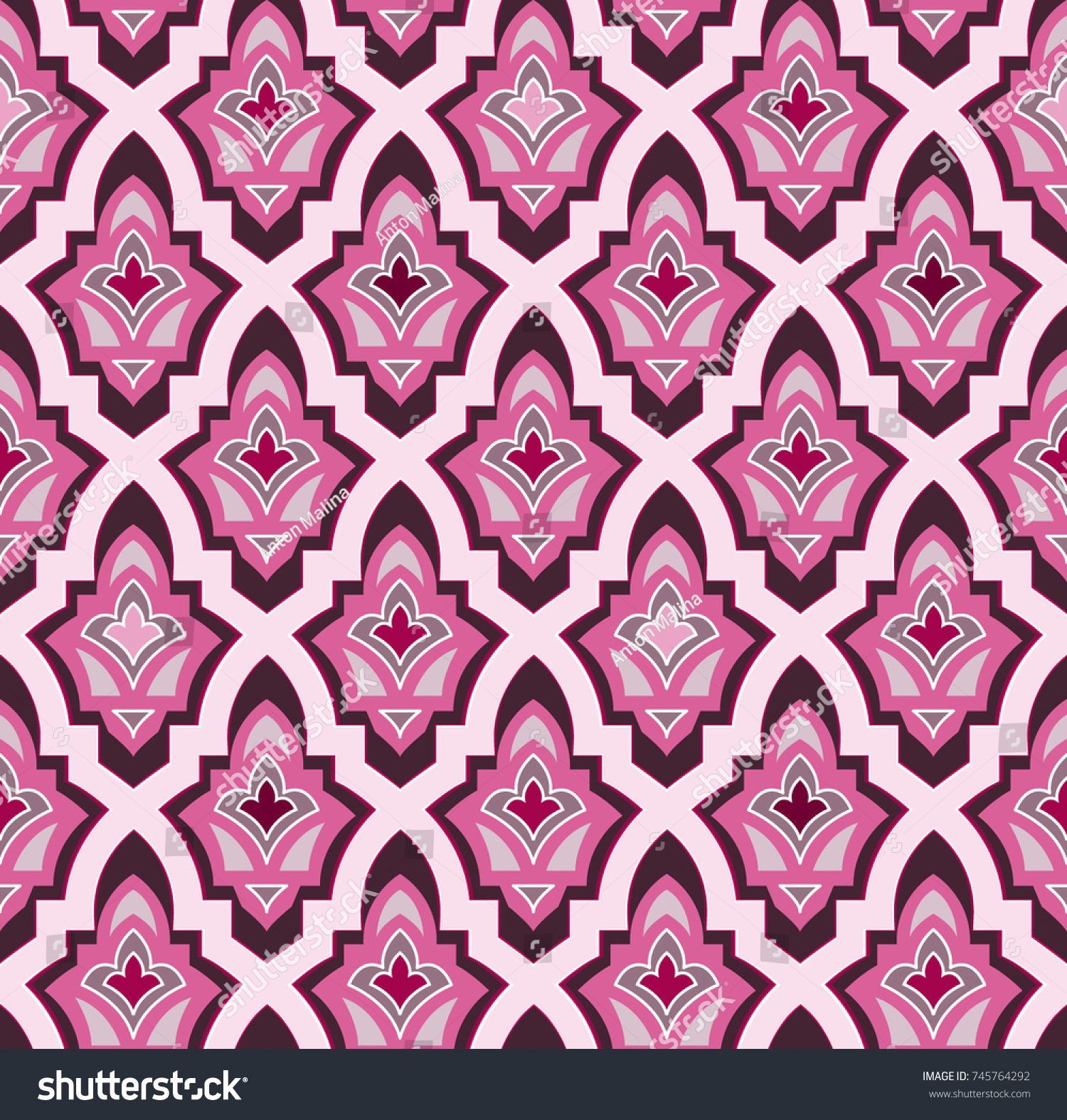 Islamic Seamless Pattern Pink Tile Background Stock Vector (Royalty ...