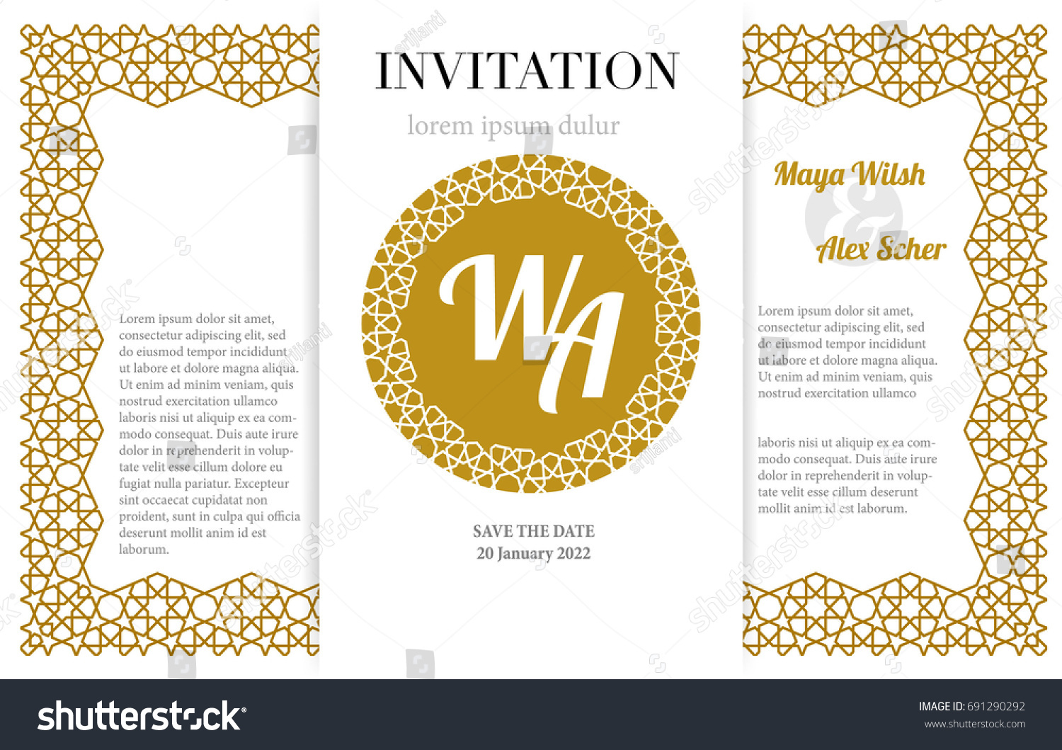 Islamic Wedding Invitation Vector Illustration 스톡 벡터(로열티 프리) 691290292 ...