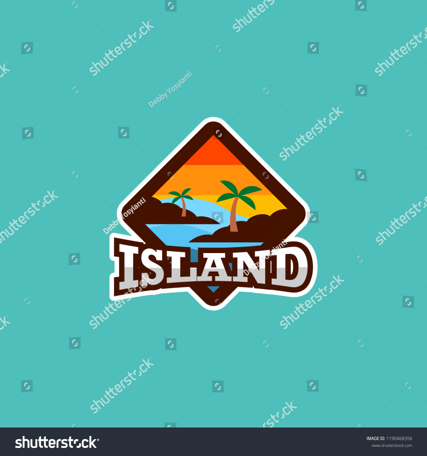 Island Logo Design: vector de stock (libre de regalías) 1190468356 ...