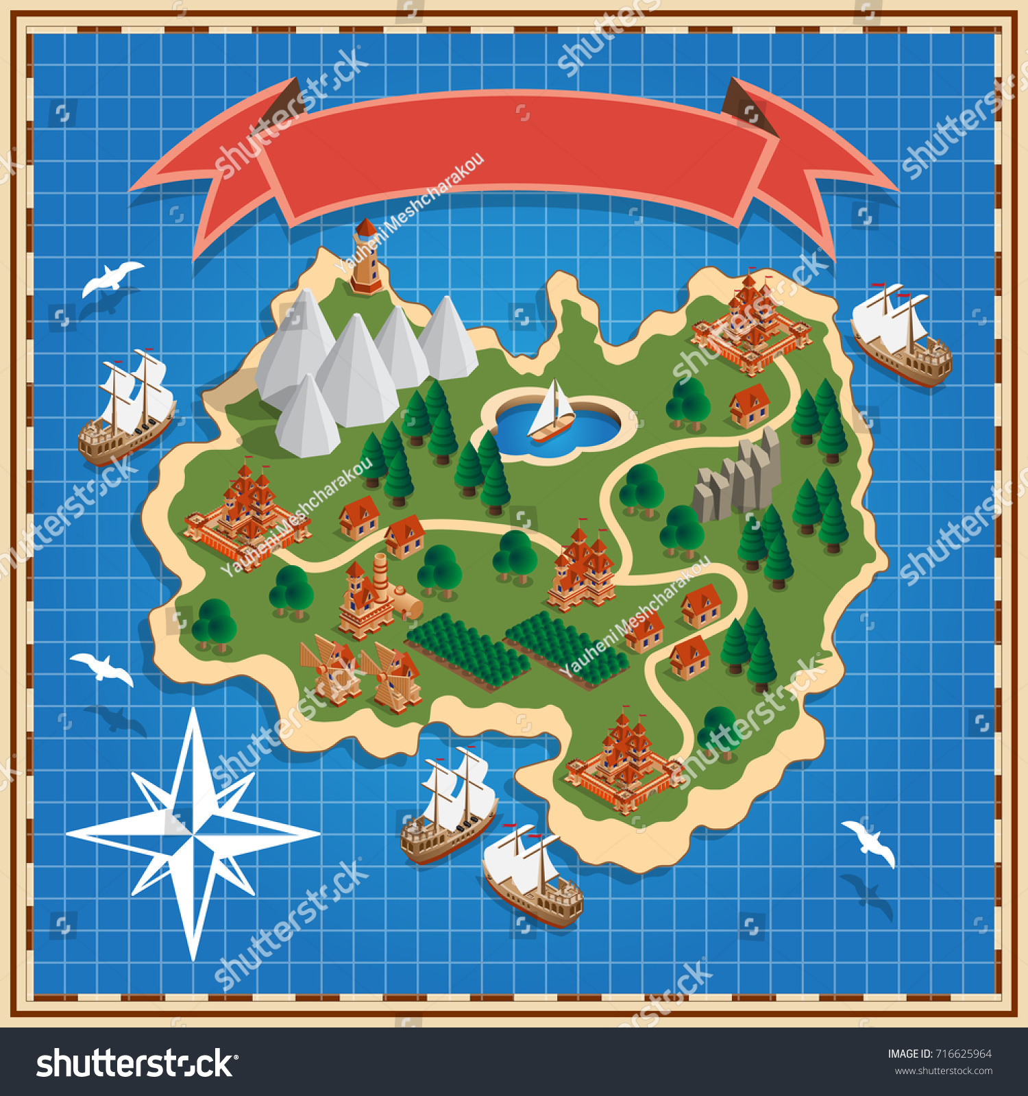 Island On Map Isometric Vector Illustration Stock Vector (Royalty Free ...