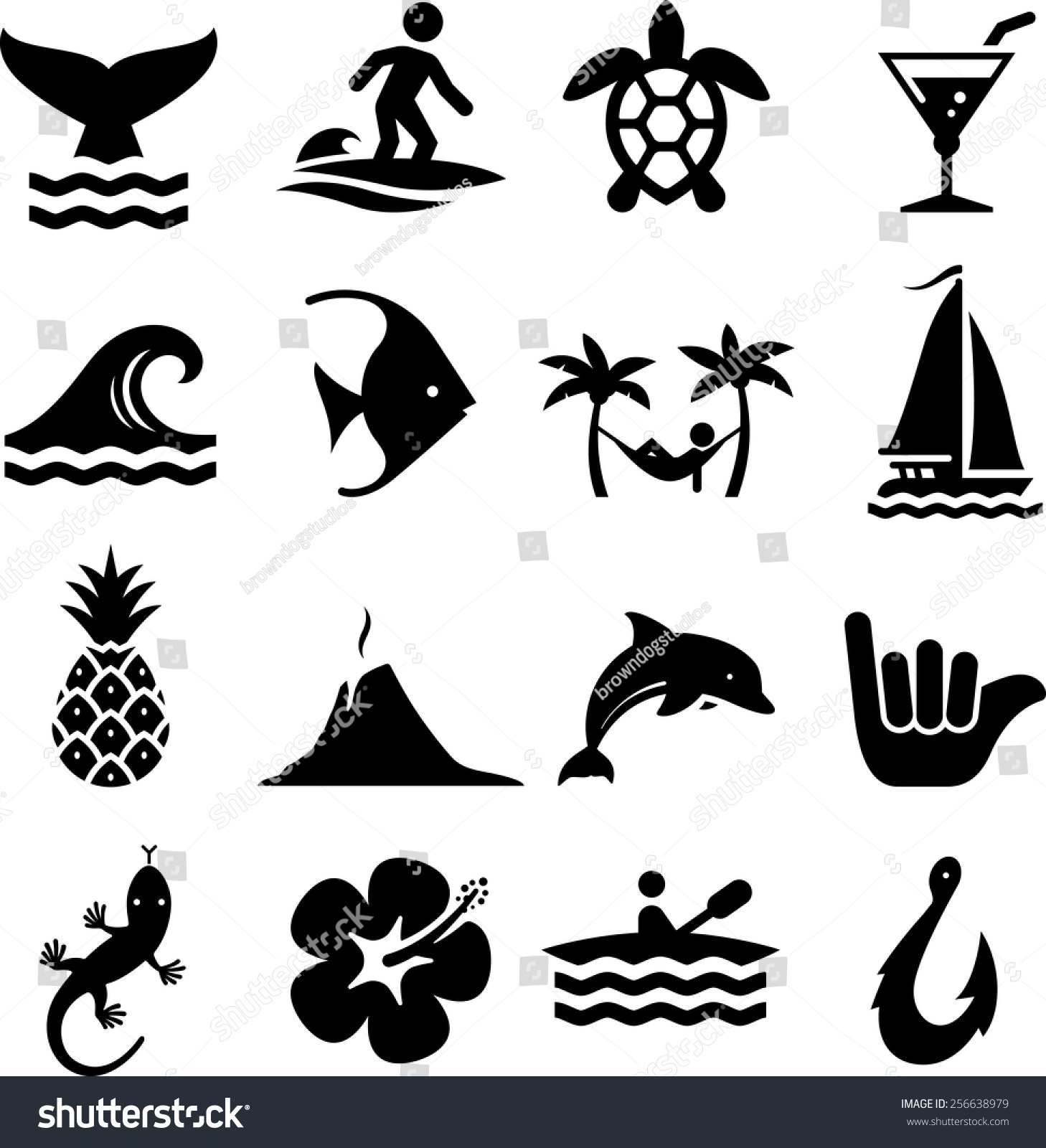 Island Theme Icon Set Stock Vector (Royalty Free) 256638979 | Shutterstock