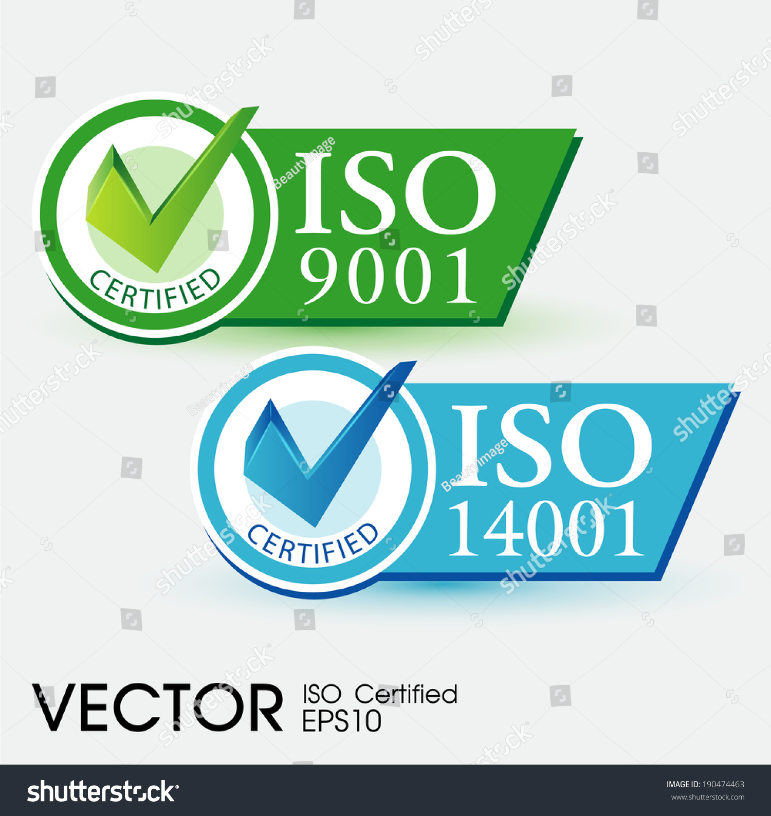 Iso 9001 And Iso 14001 Certified Stock Vector Illustration 190474463 ...