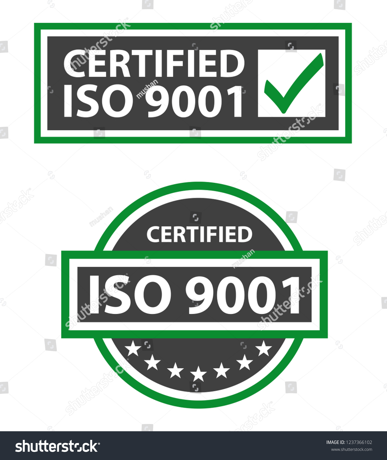 Iso 90012015 Certified Quality Management Labels: เวกเตอร์สต็อก (ปลอด ...