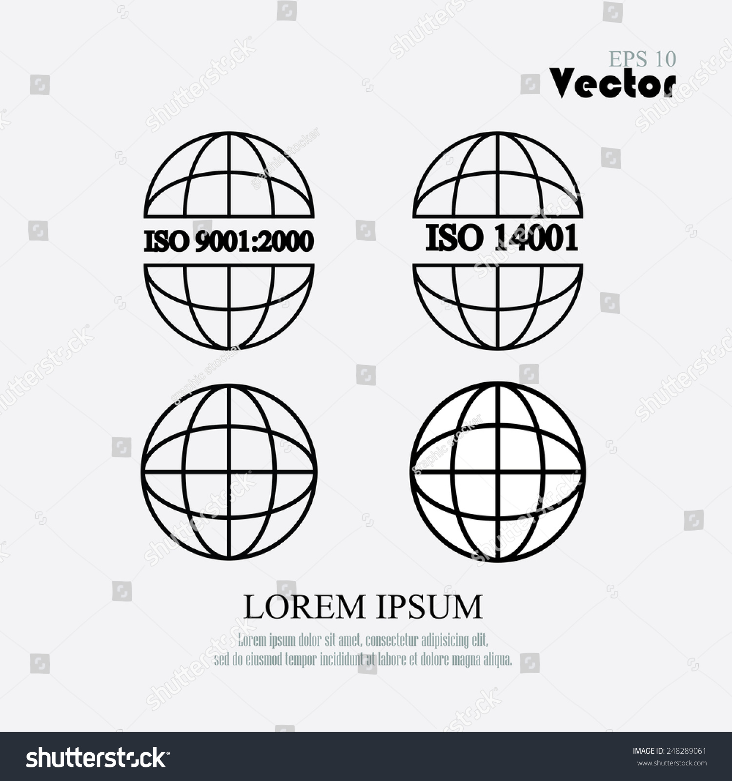 Iso9001iso14001iso9001 Conceptvector Illustrator World Sign Vector ...