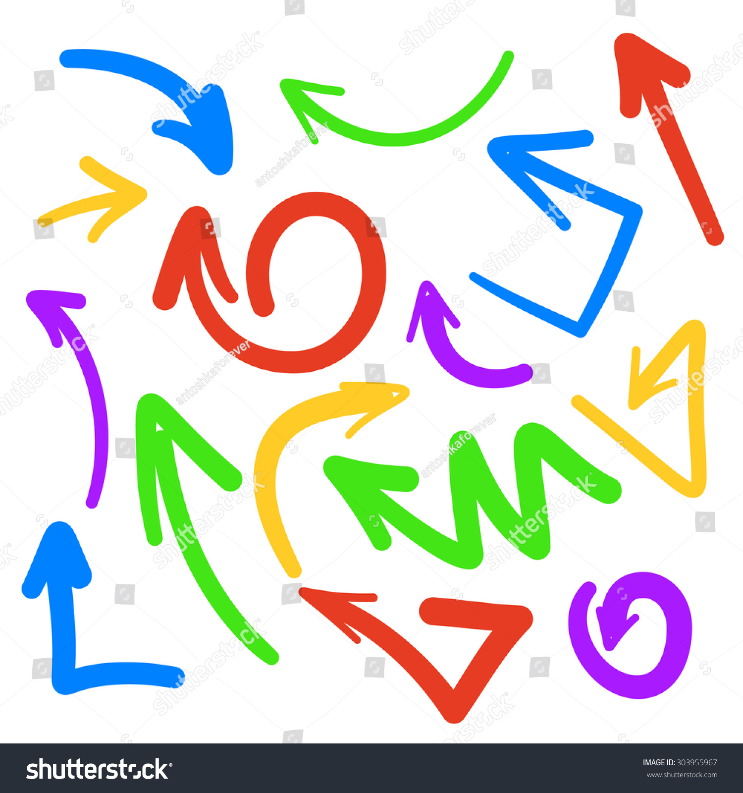 Isolated Arrows Sketch Set On Background Stock Vector 303955967 ...
