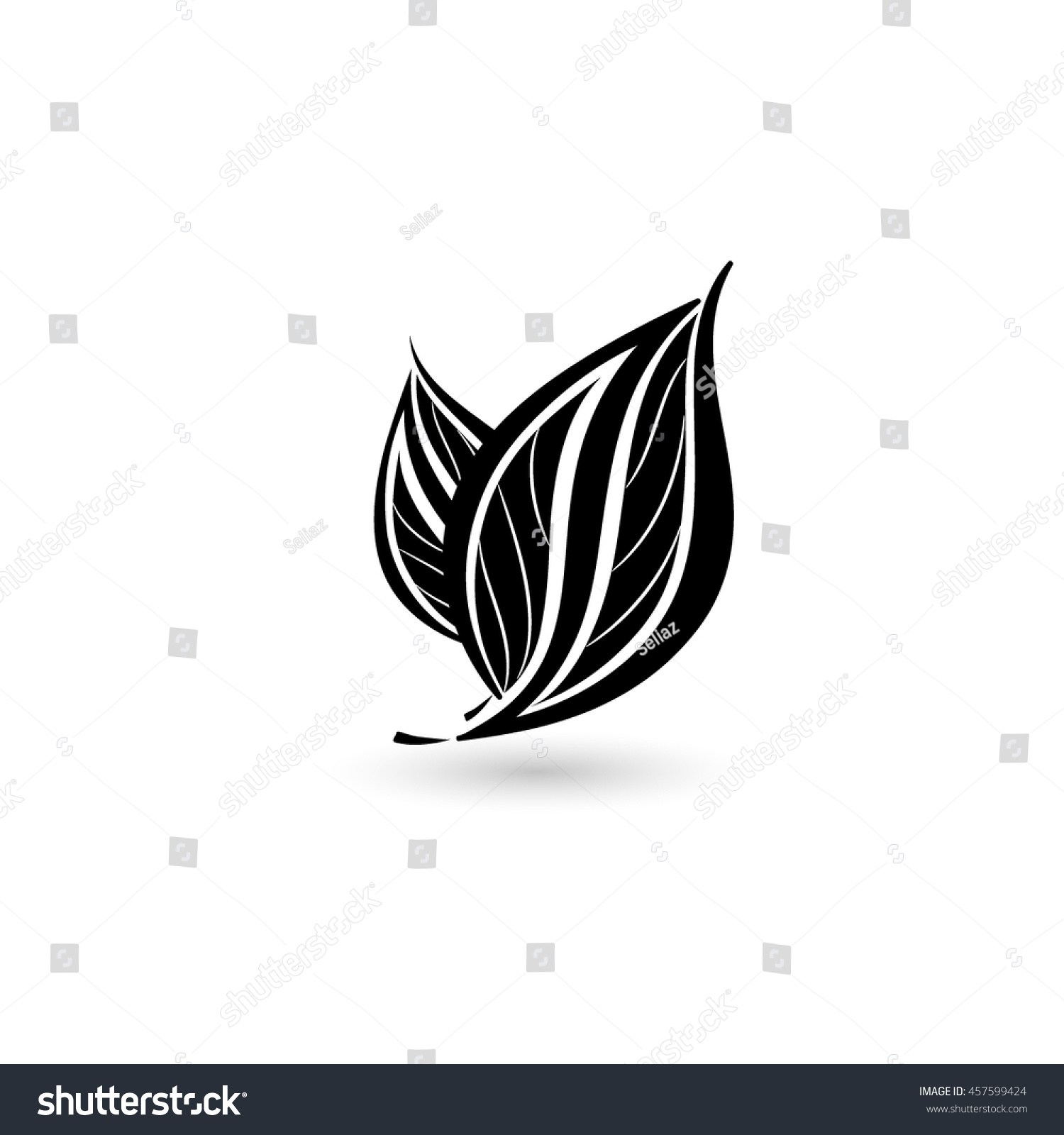 Isolated Black Leaf Element Design Vector Stock Vector 457599424 ...