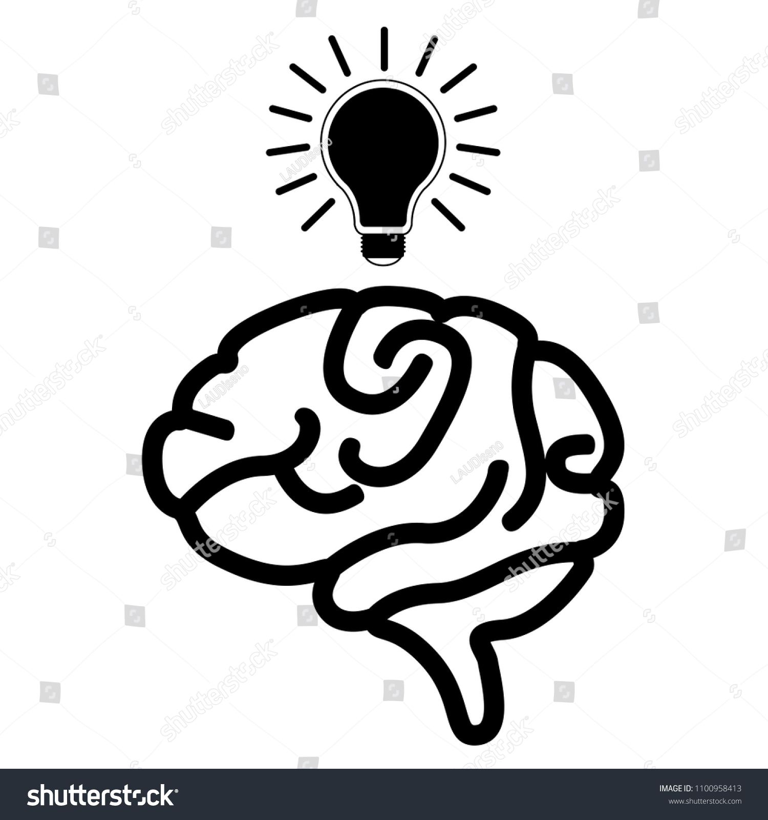 Isolated Brain Silhouette Stock Vector (Royalty Free) 1100958413
