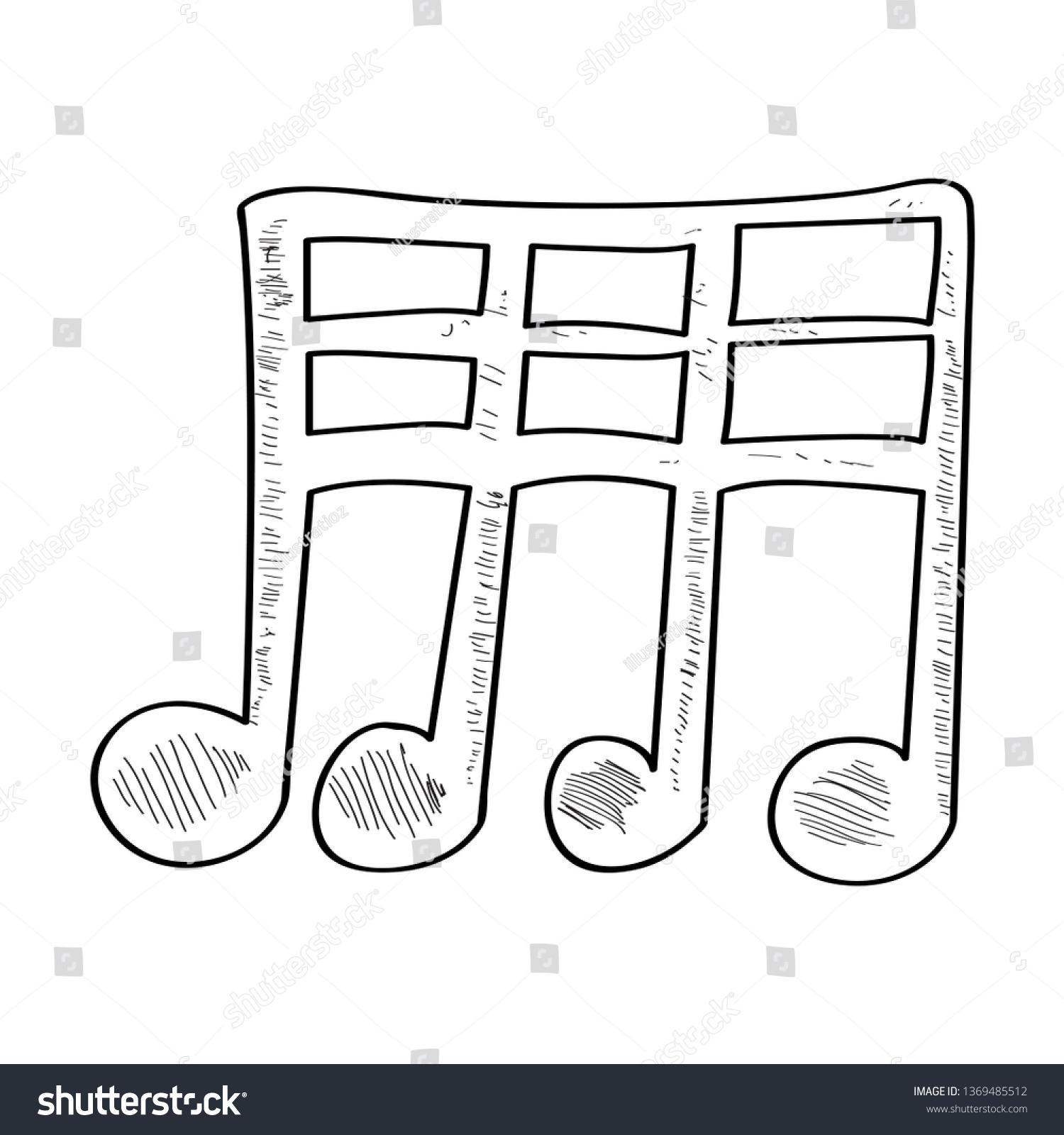 Isolated Comic Musical Note Sketch Vector Stock Vector (Royalty Free ...