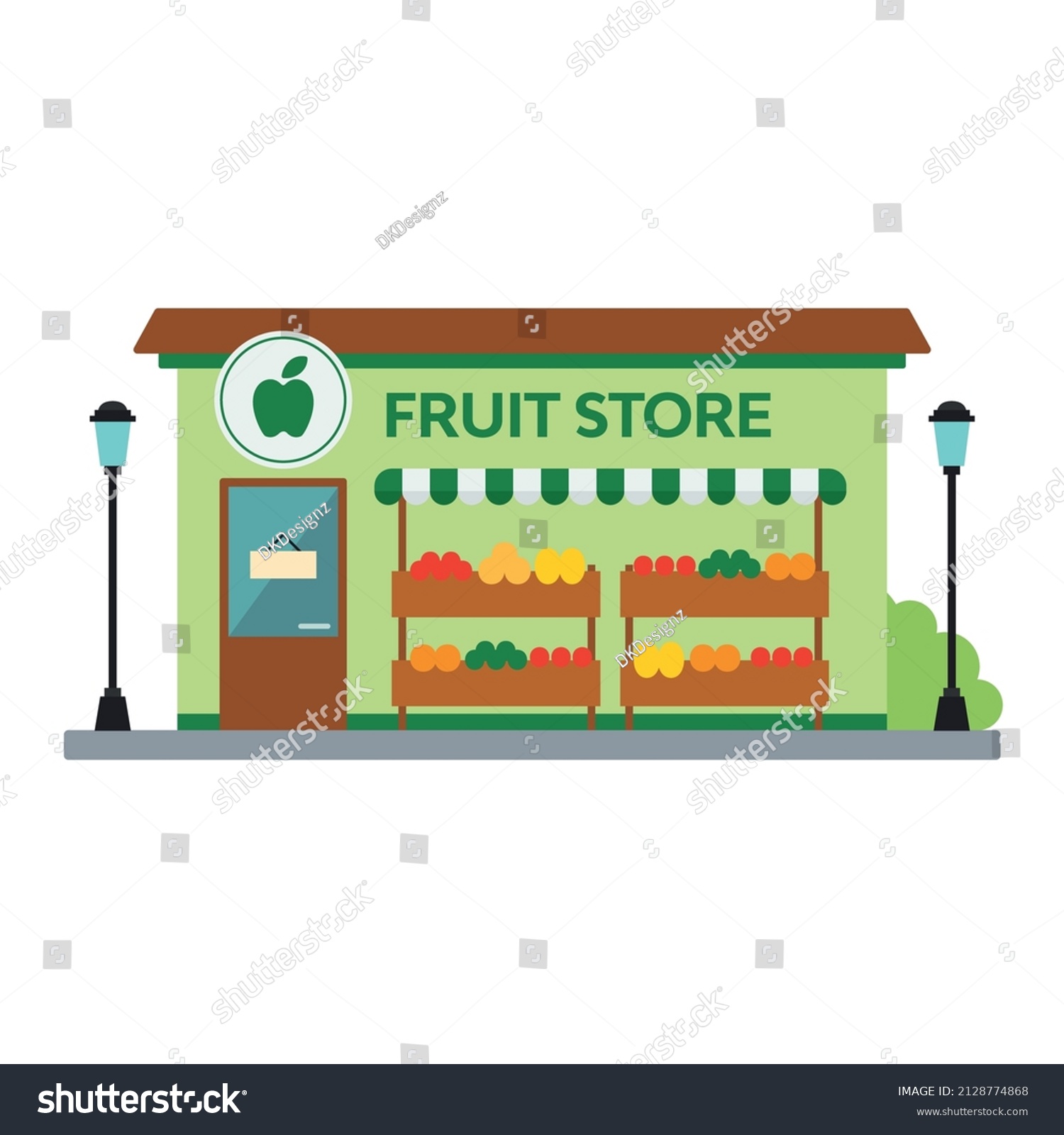 Isolated Front View Fruit Store Building Stock Vector (Royalty Free ...