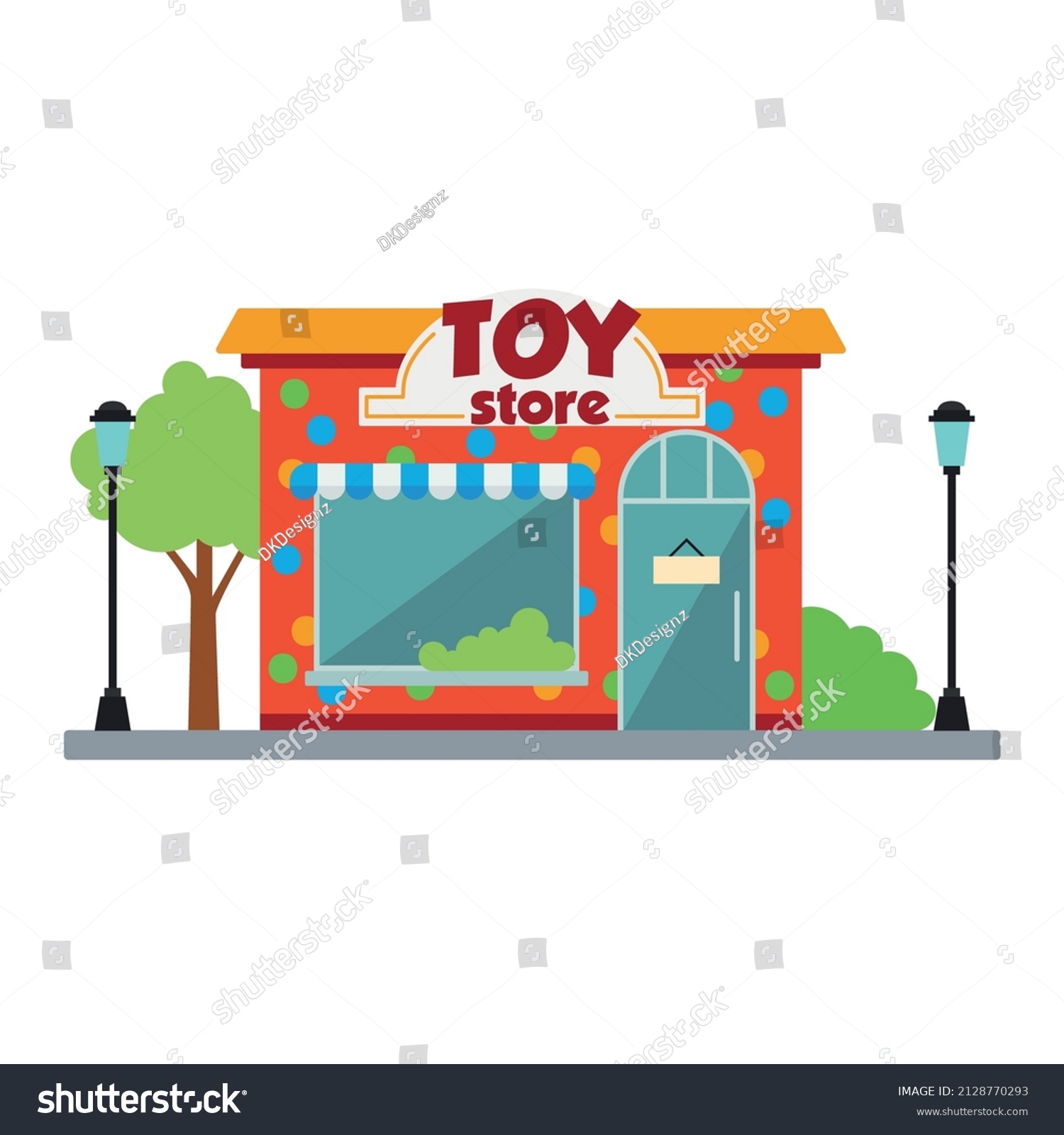 Isolated Front View Toy Store Building Stock Vector (Royalty Free ...