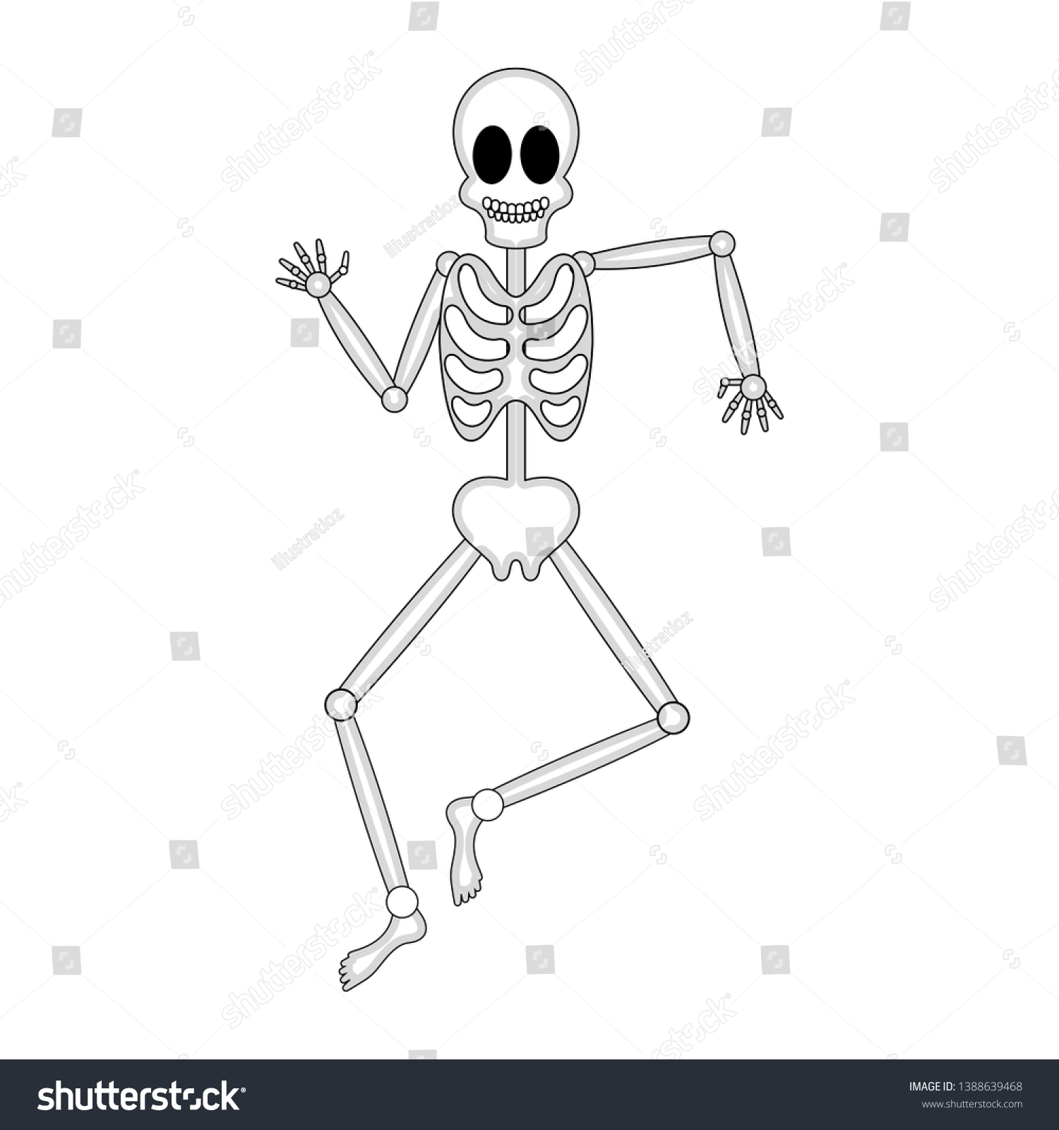 Isolated Human Skeleton Cartoon Dancing Image Stock Vector (Royalty ...