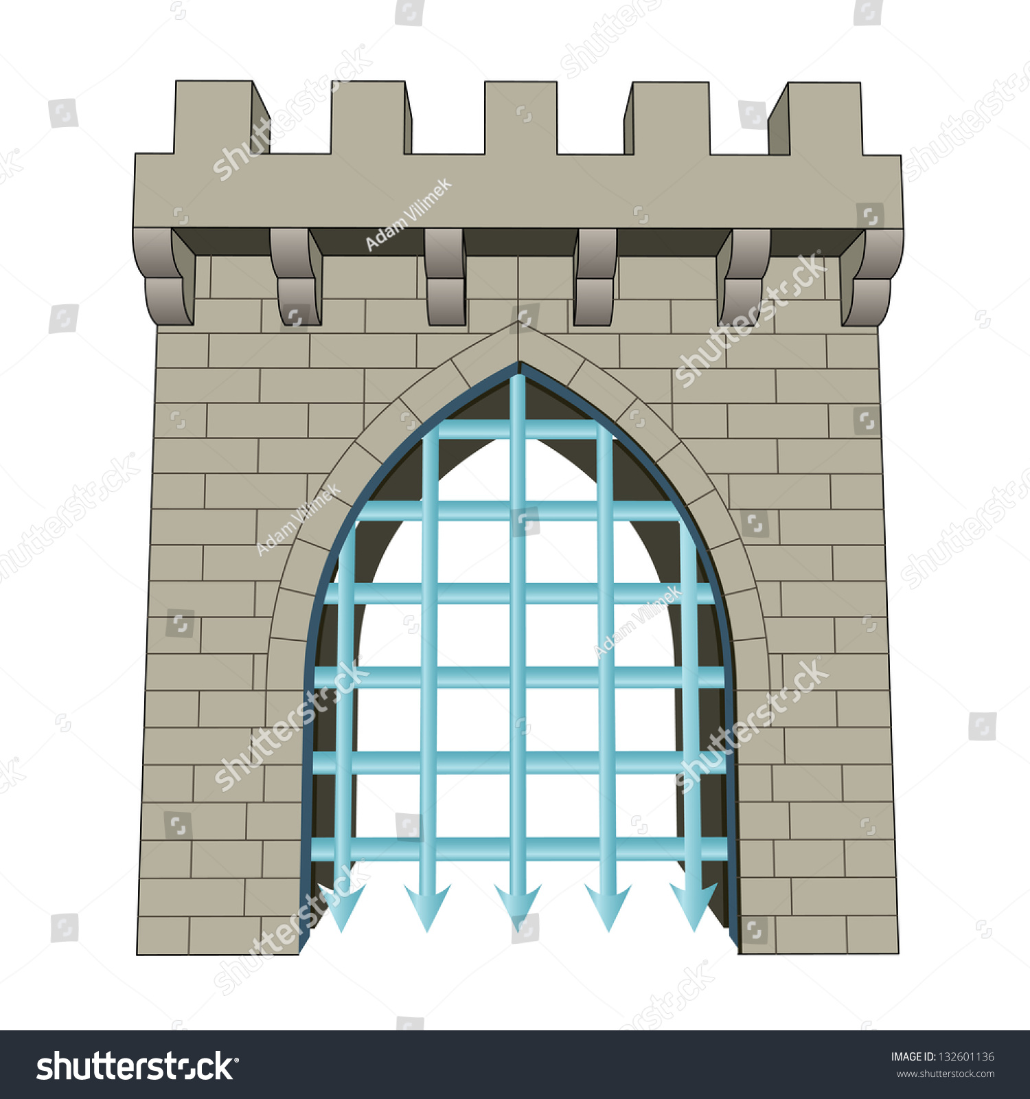 Isolated Medieval Closed Gate Vector Illustration Stock Vector ...
