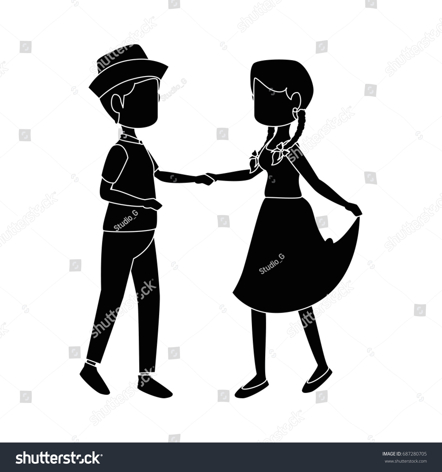 Isolated Peasants Couple Dancing Stock Vector (Royalty Free) 687280705 | Shutterstock