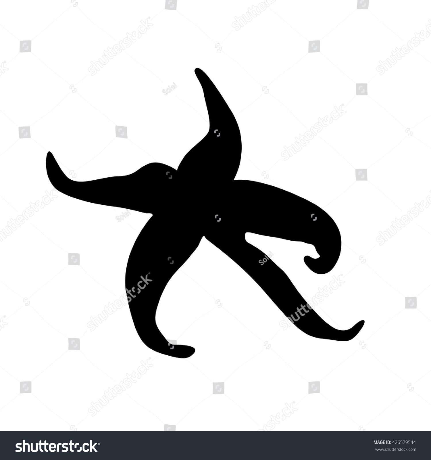 Isolated Sea Star Silhouette On White Stock Vector (Royalty Free ...