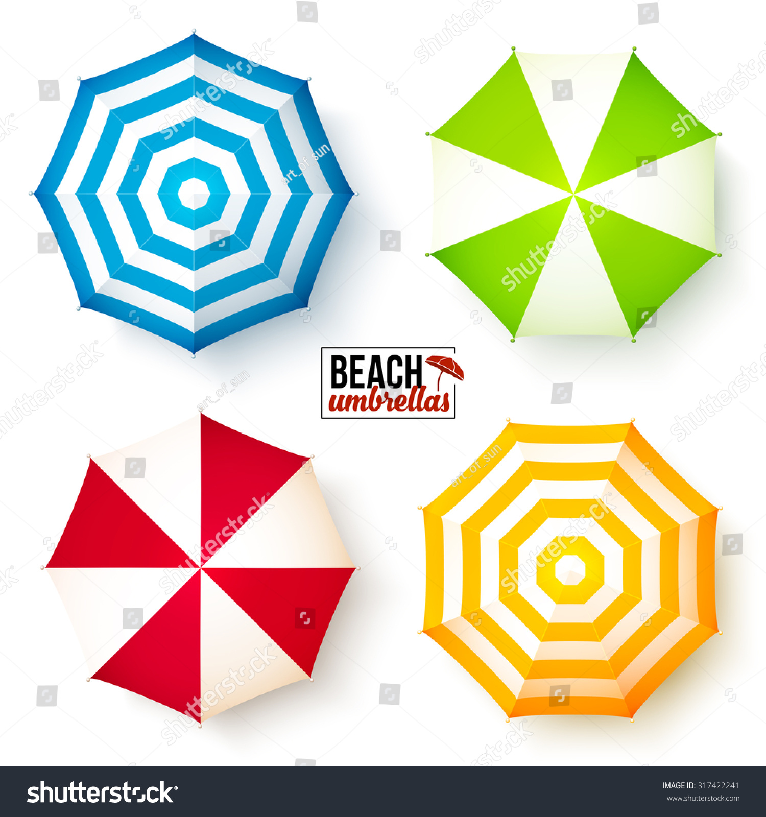Isolated Summer Beach Umbrellas Vector Set Stock Vector (Royalty Free ...