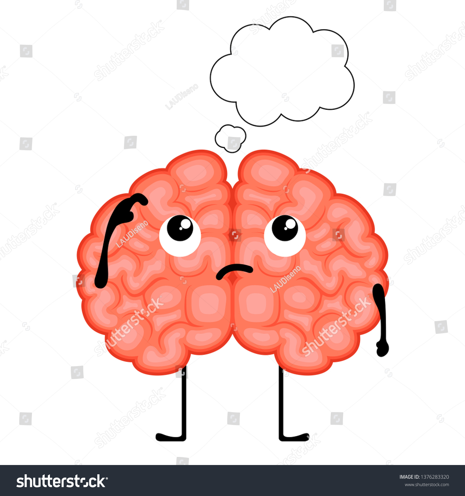 Isolated Thinking Brain Cartoon Vector Illustration: vector de stock ...