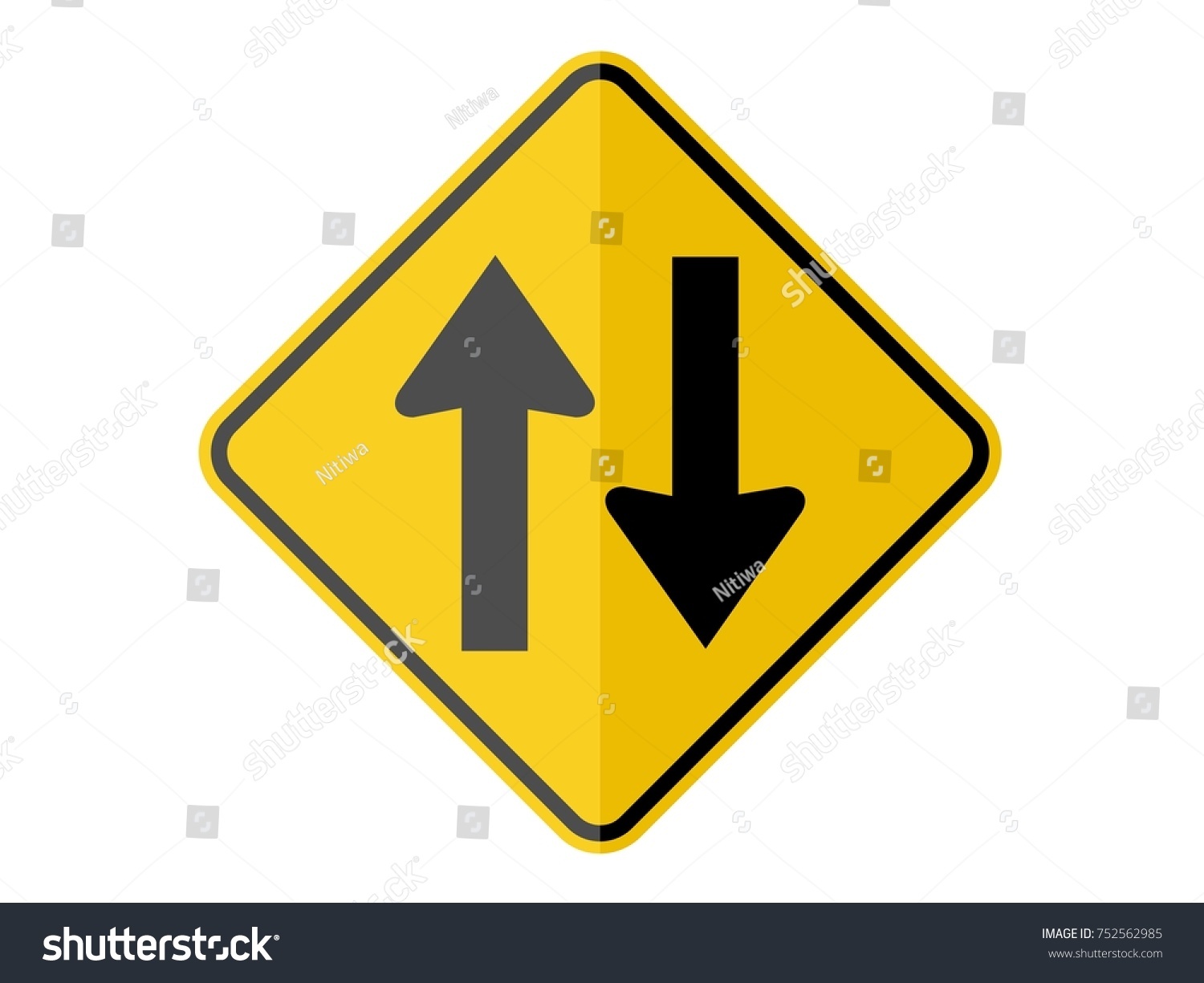 Isolated Twoway Direction Warning Sign Paperwork Stock Vector (Royalty ...