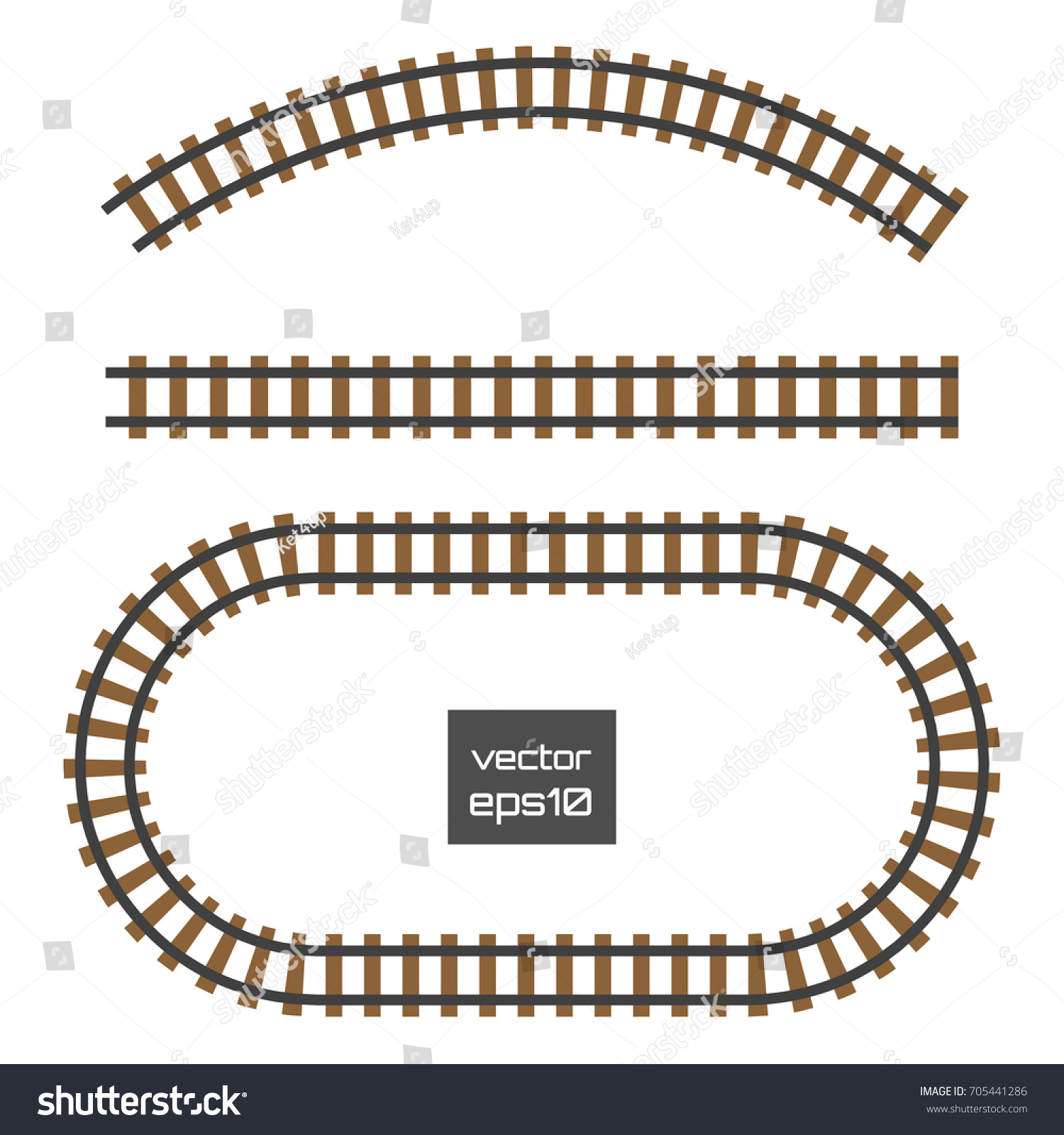 Isolated Vector Rails Set Railways On Stock Vector (Royalty Free) 705441286