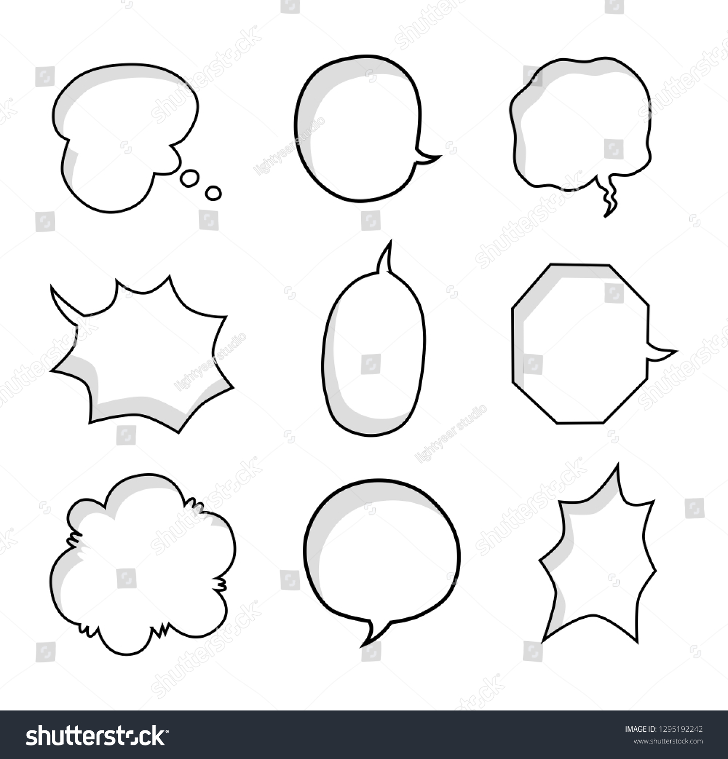 Isolated White Blank Empty White Bubbles Stock Vector (Royalty Free ...