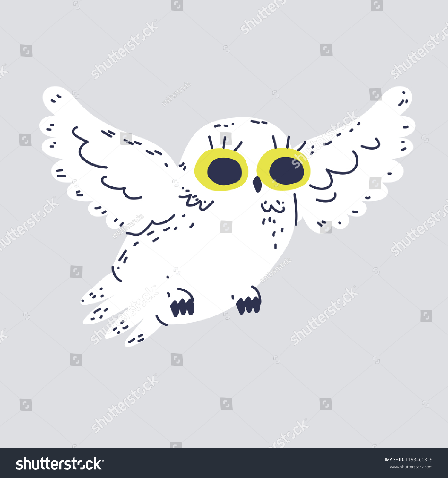 Isolated White Owl Vector Stock Vector (Royalty Free) 1193460829