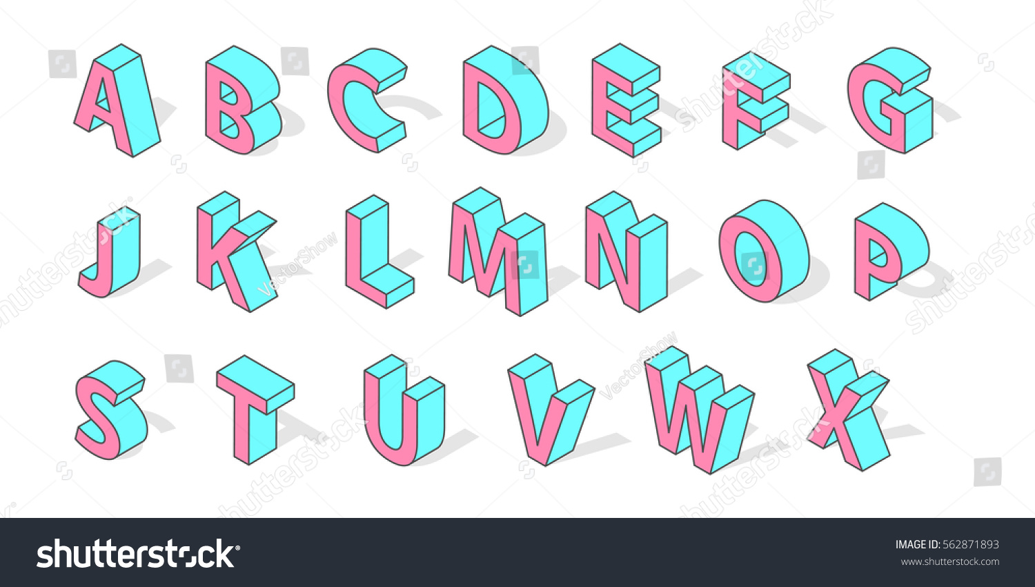 Isometric Alphabet Font Isolated Vector: vetor stock (livre de direitos ...