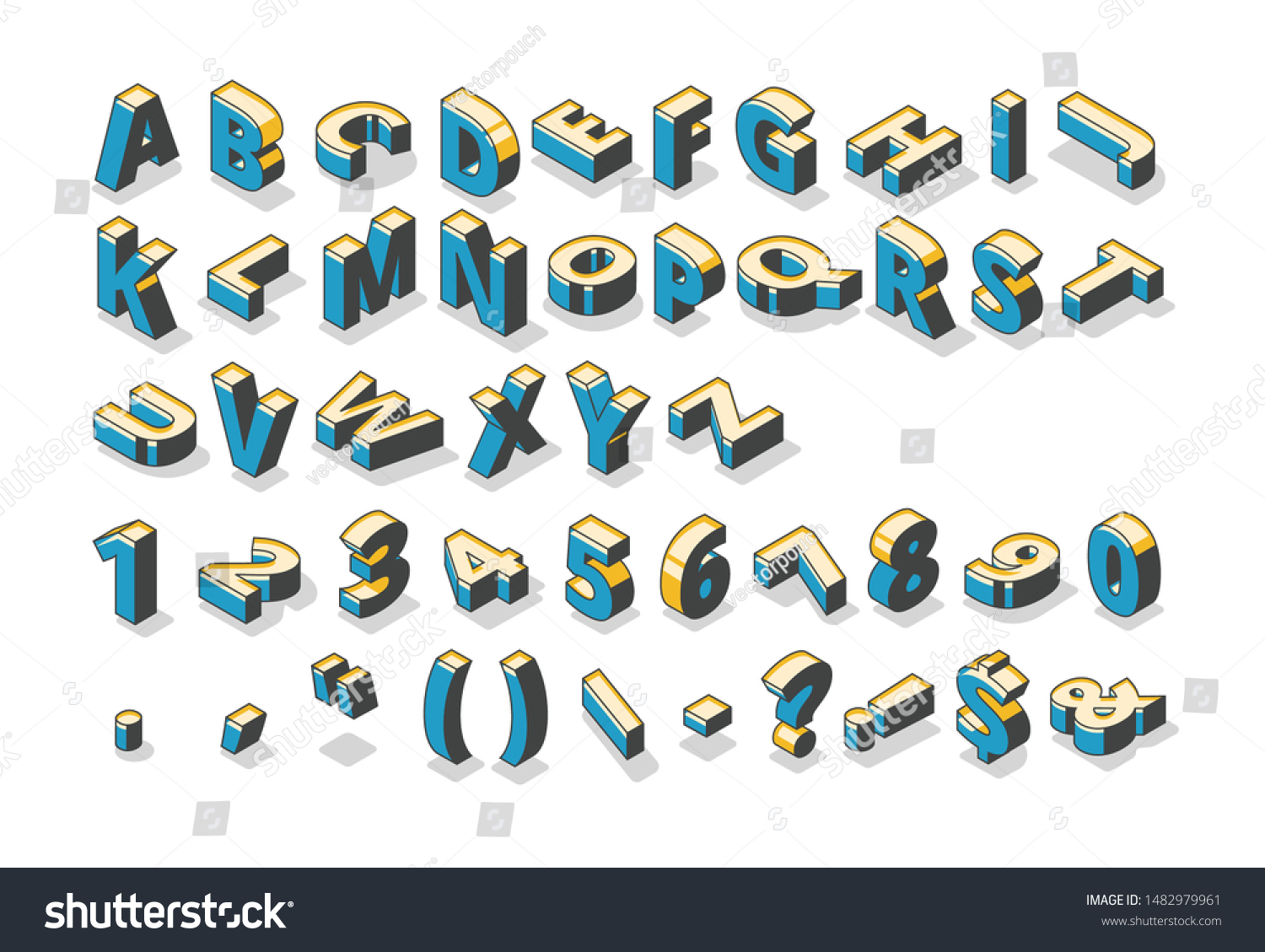 Isometric Alphabet Numbers Punctuation Marks Abc Stock Vector (Royalty ... Isometric Alphabet Numbers Punctuation Marks Abc Stock Vector (Royalty ...