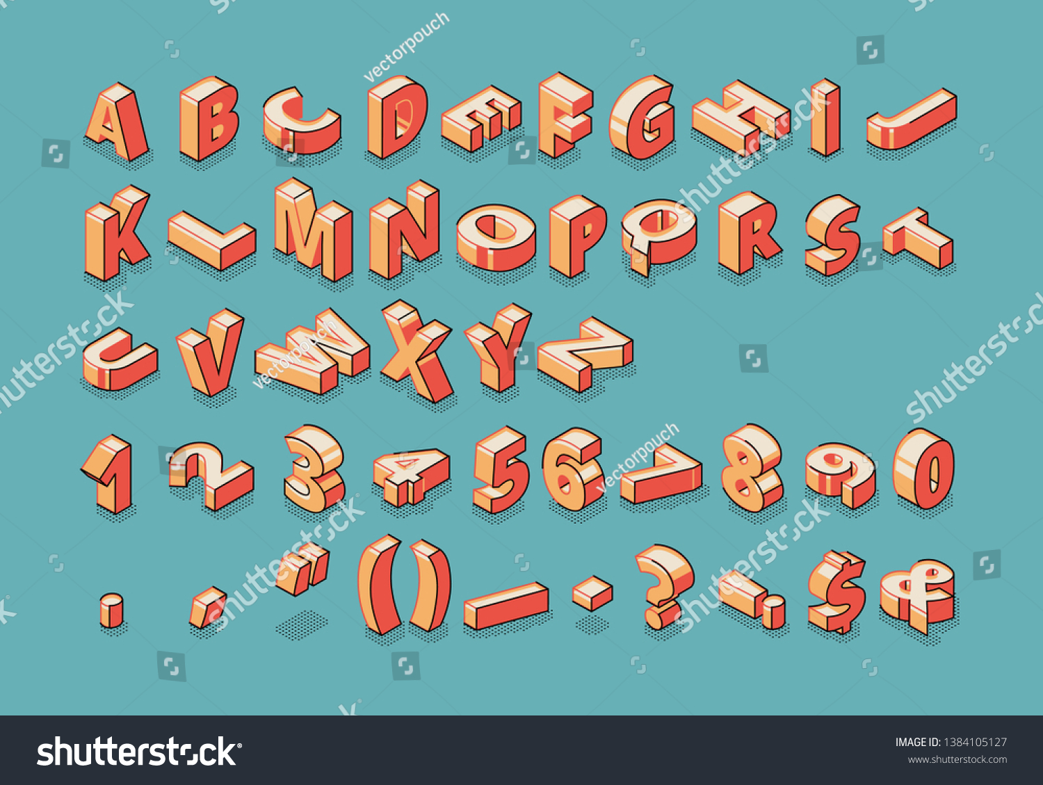 Isometric Alphabet Numbers Punctuation Marks Standing Stock Vector ... Isometric Alphabet Numbers Punctuation Marks Standing Stock Vector ...