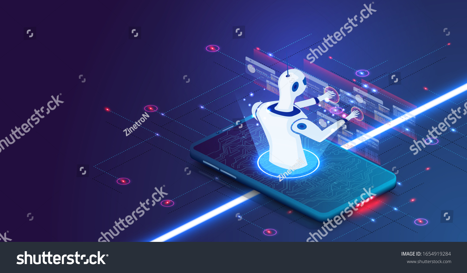 Isometric Artificial Intelligence Internet Technology Information Stock ...