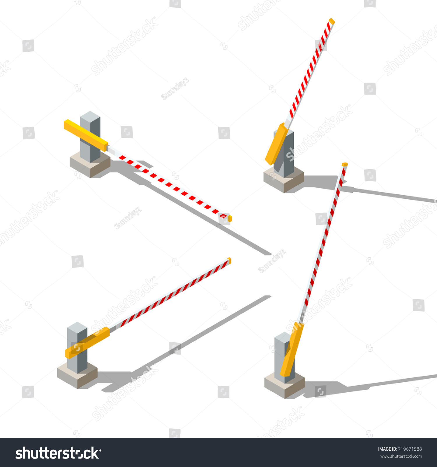 Isometric Automatic Barrier Vector Illustration Stock Vector (Royalty ...